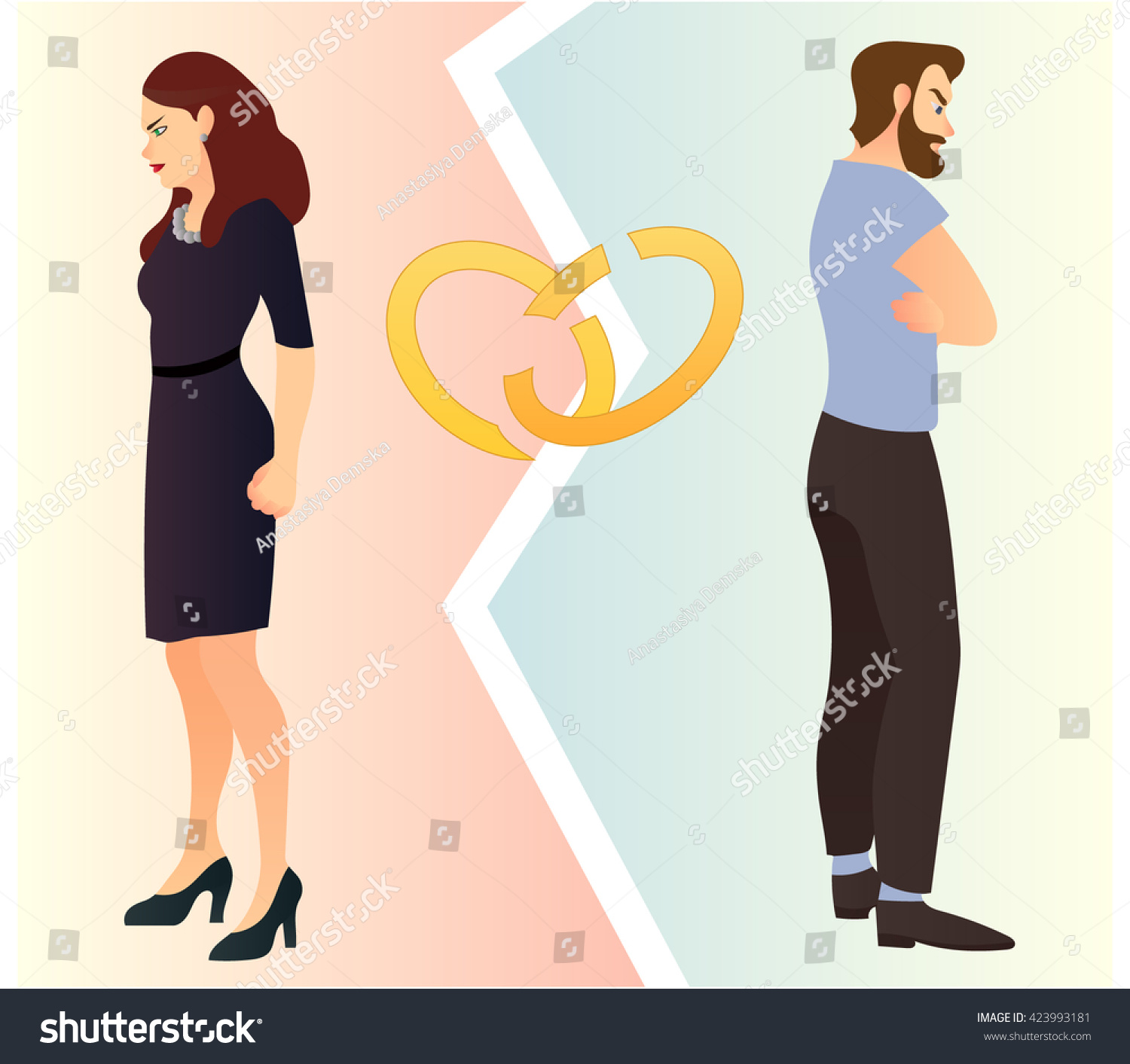 Divorcing Couple Illustration Stock Vector Royalty Free 423993181