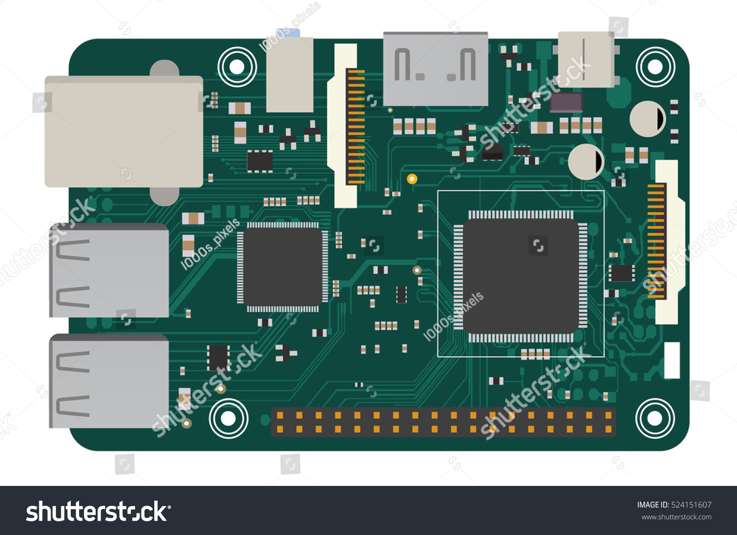 Diy Electronic Mega Board Microprocessor Interfaces Stock Vector ...