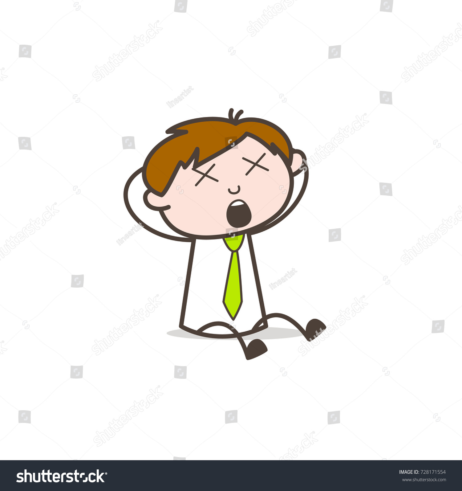 Dizzy Face Young Boy Character Vector Stock Vector (Royalty Free) 728171554