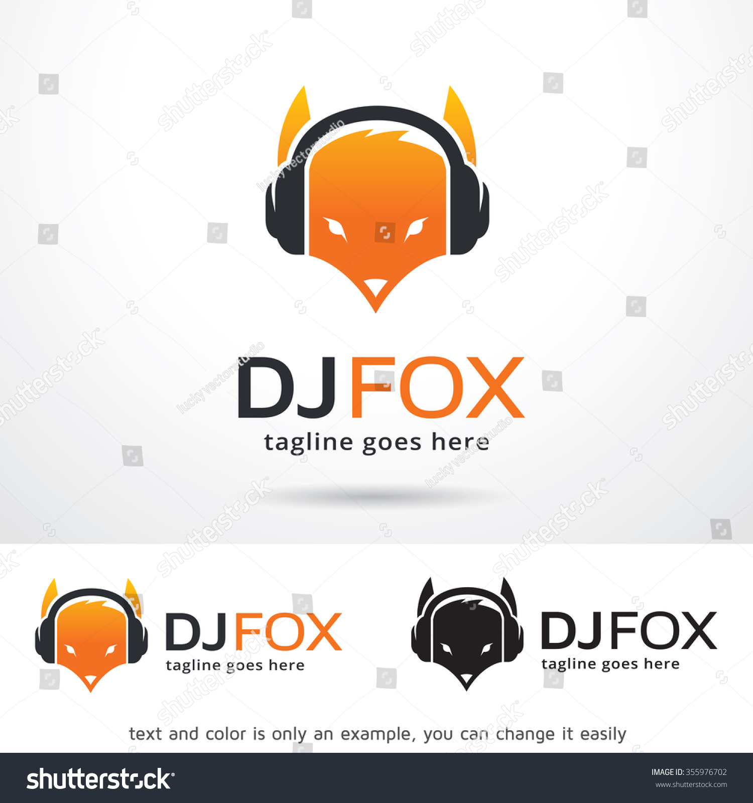 Dj Fox Logo Template Design Vector Stock Vector (Royalty Free) 355976702