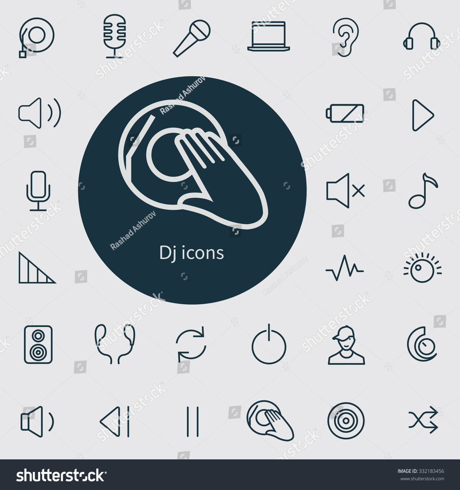 Dj Icons Vector Set Stock Vector (Royalty Free) 332183456