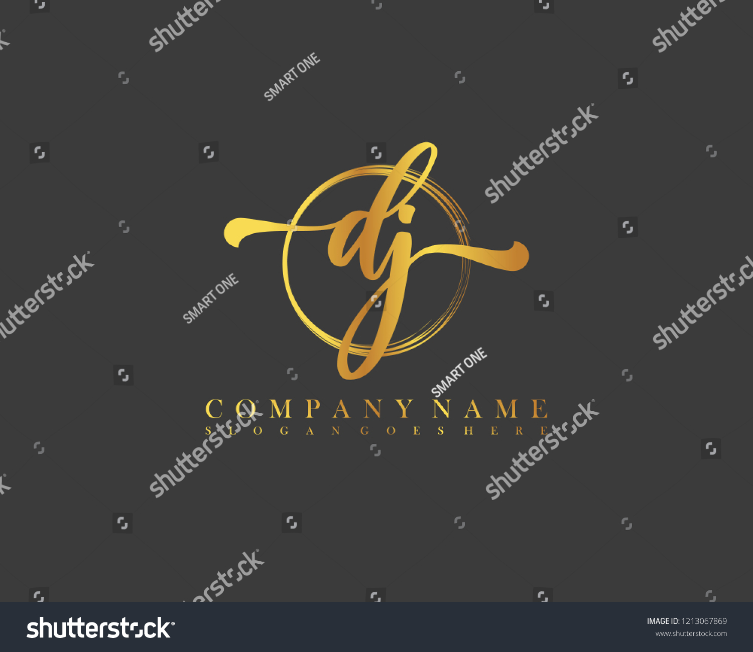 Dj Initial Handwriting Logo Circle Template Stock Vector (Royalty Free ...