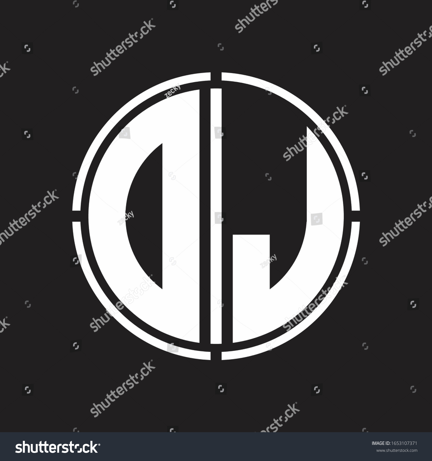 Dj Logo Initial Circle Line Cut Stock Vector (Royalty Free) 1653107371
