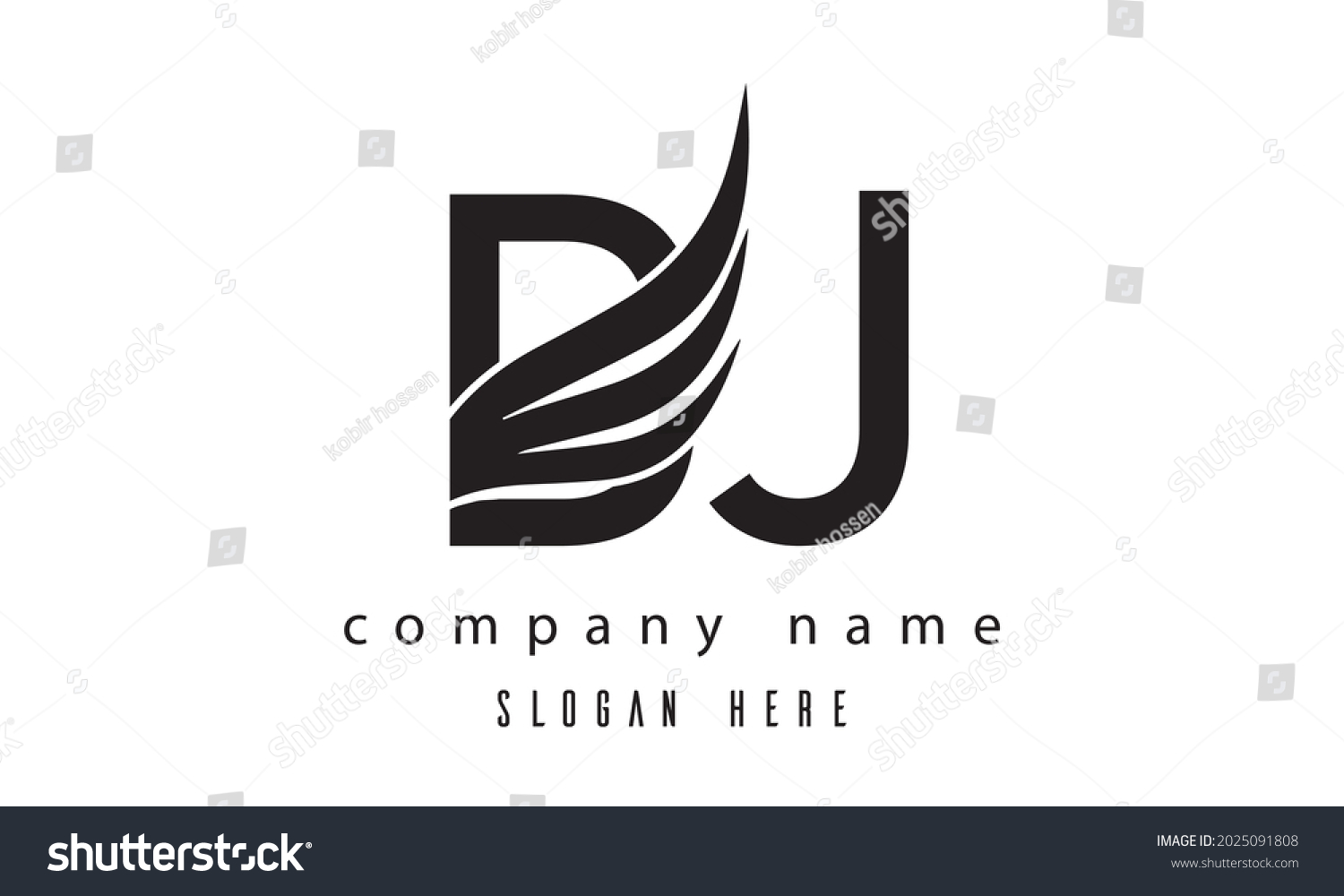 Dj Wings Latter Logo Vector Stock Vector (Royalty Free) 2025091808