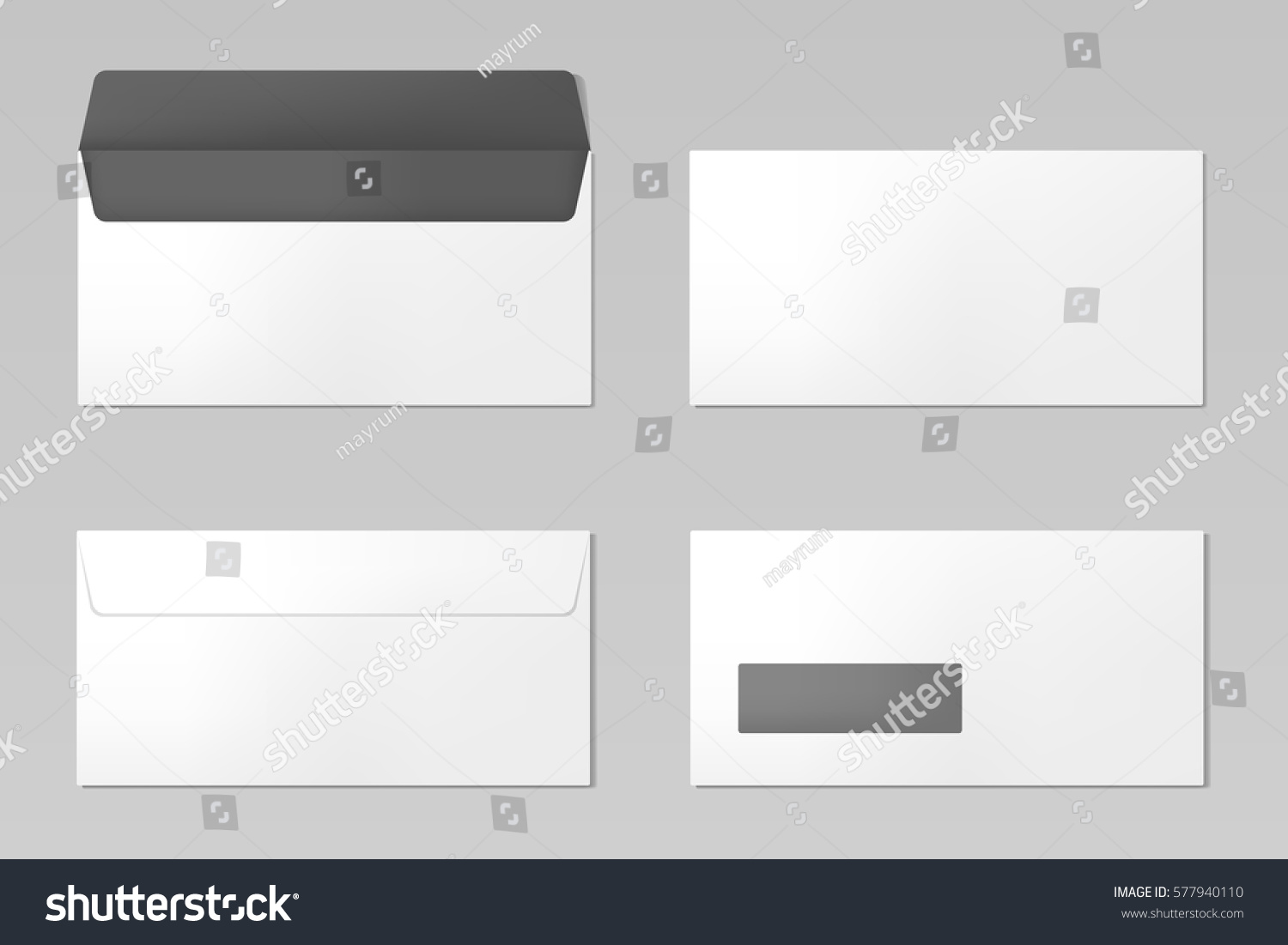 Dl Envelopes Mockup Front Back View Stock Vector (Royalty Free) 577940110