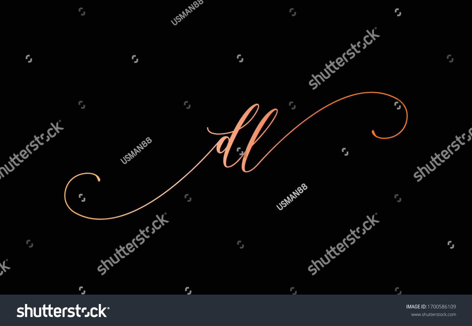 Dl D L Lowercase Cursive Letter Stock Vector (Royalty Free) 1700586109
