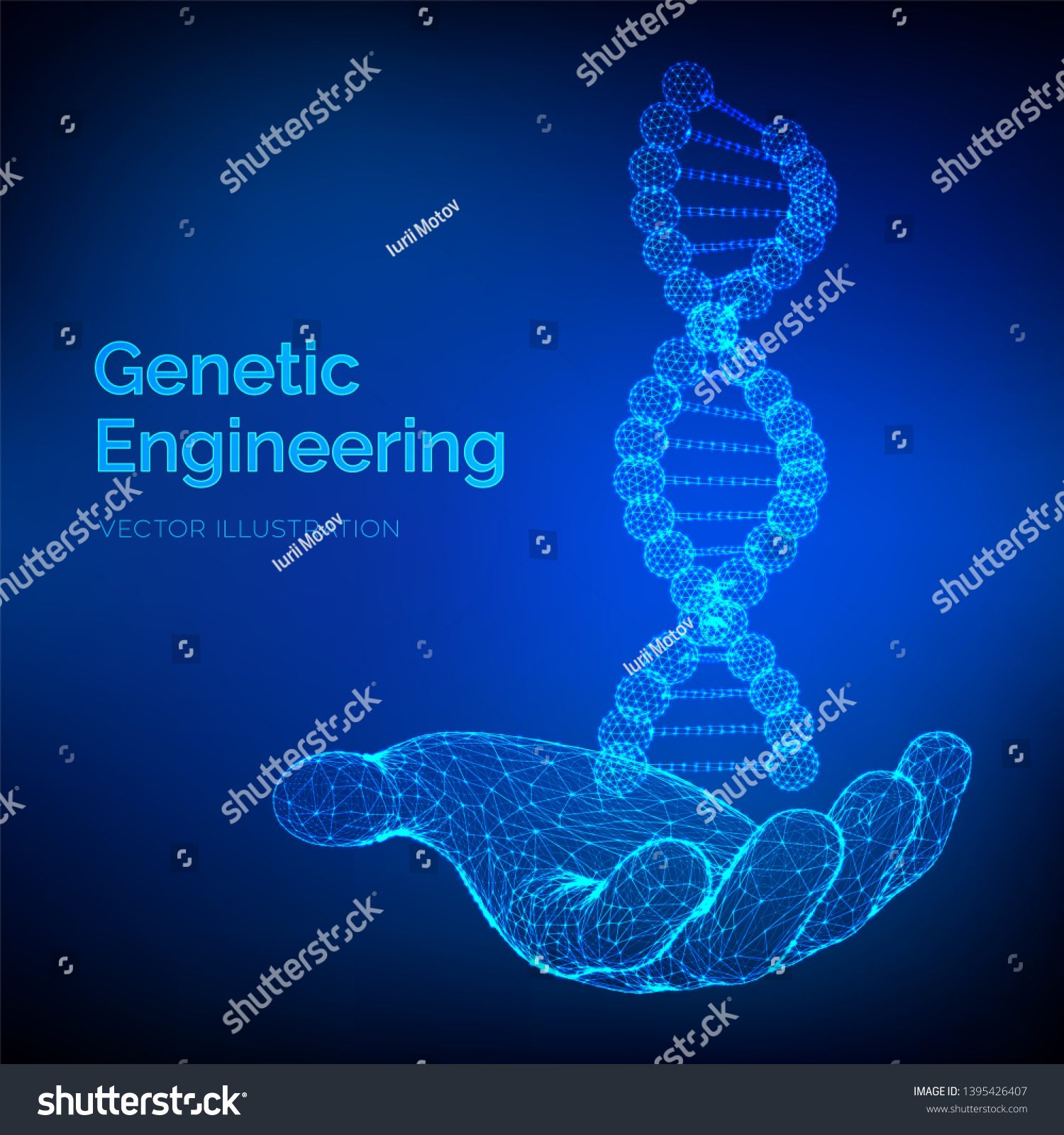 Dna Sequence Hand Wireframe Dna Molecules Stock Vector (Royalty Free ...