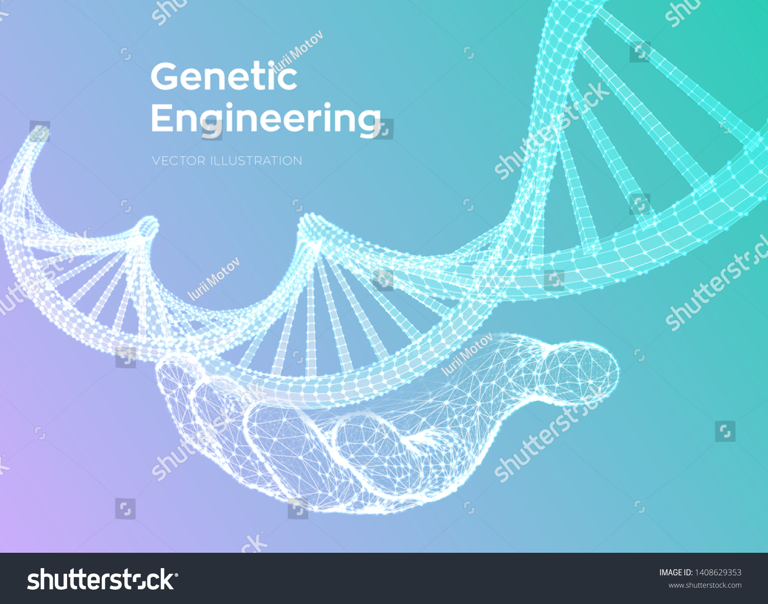 Dna Sequence Hand Wireframe Dna Molecules Stock Vector (Royalty Free ...