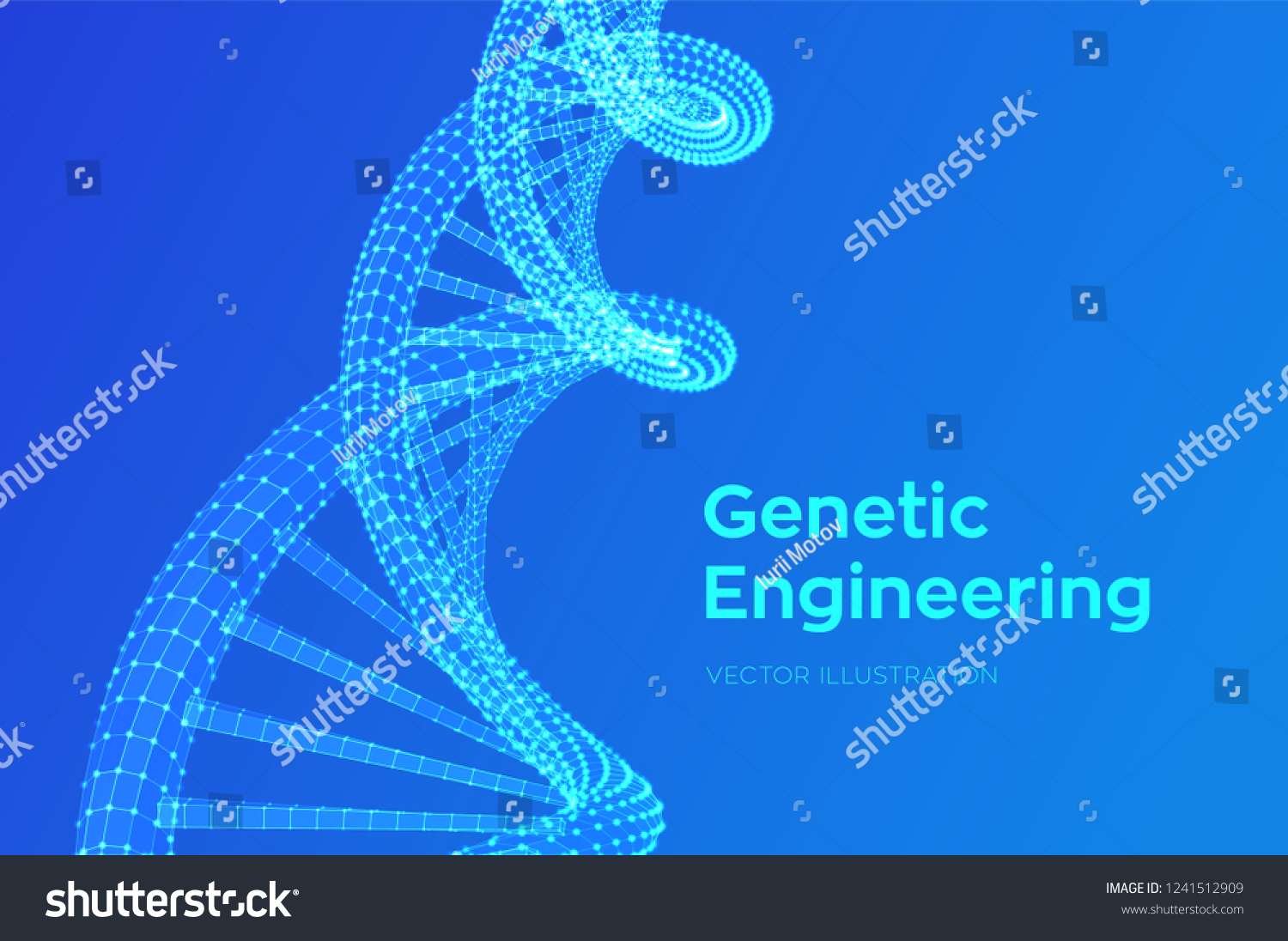 Vektor Stok Dna Sequence Wireframe Dna Molecules Structure (Tanpa ...