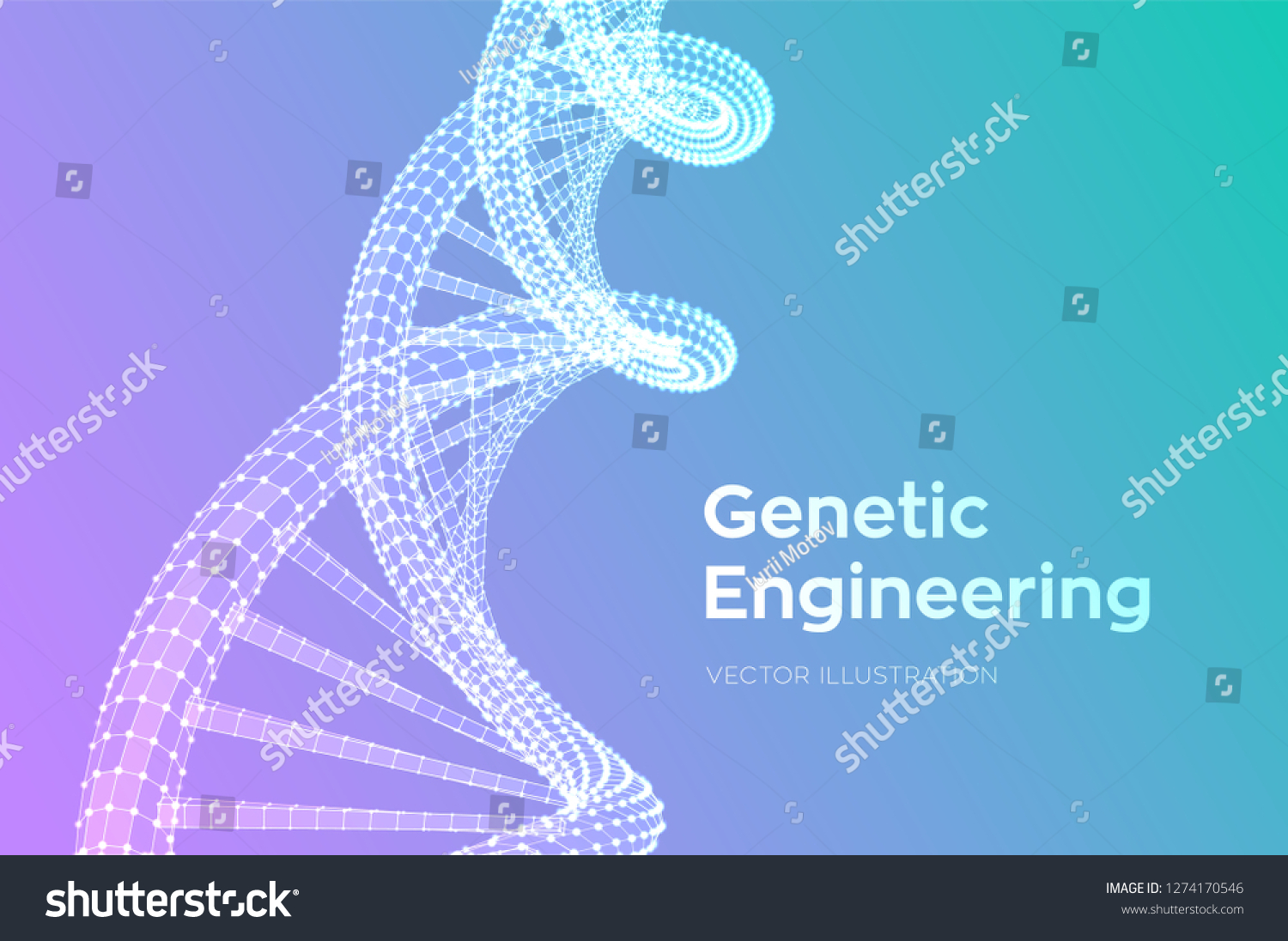 Dna Sequence Wireframe Dna Molecules Structure Stock Vector (Royalty ...