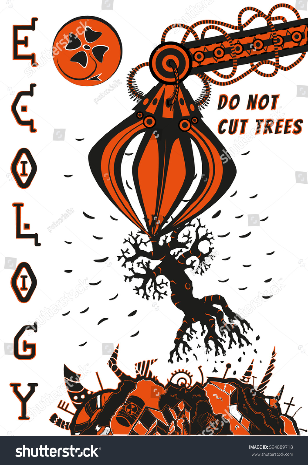 Do Not Cut Trees Three Colors Stock Vector (Royalty Free) 594889718 ...
