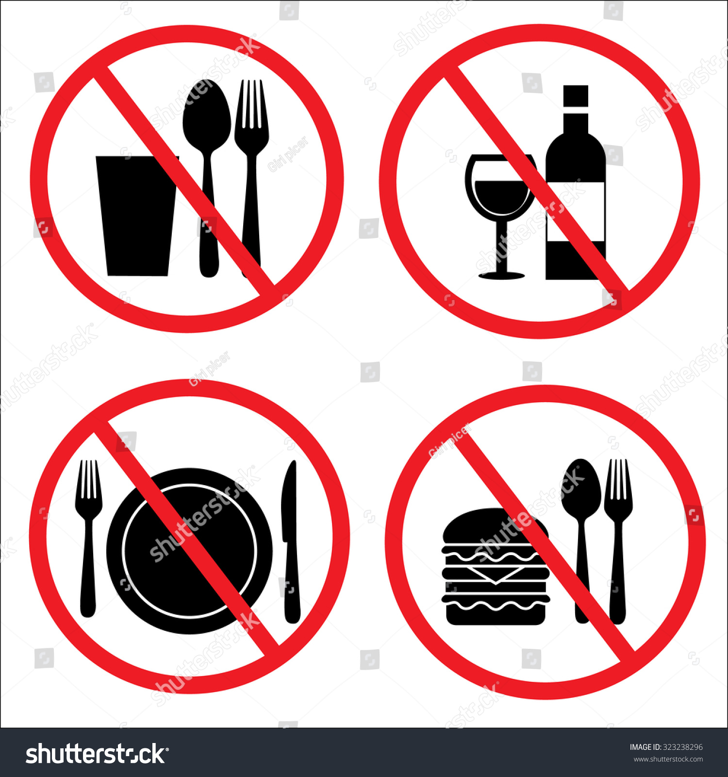 Do Not Eat Drink Set Vector: เวกเตอร์สต็อก (ปลอดค่าลิขสิทธิ์) 323238296 ...