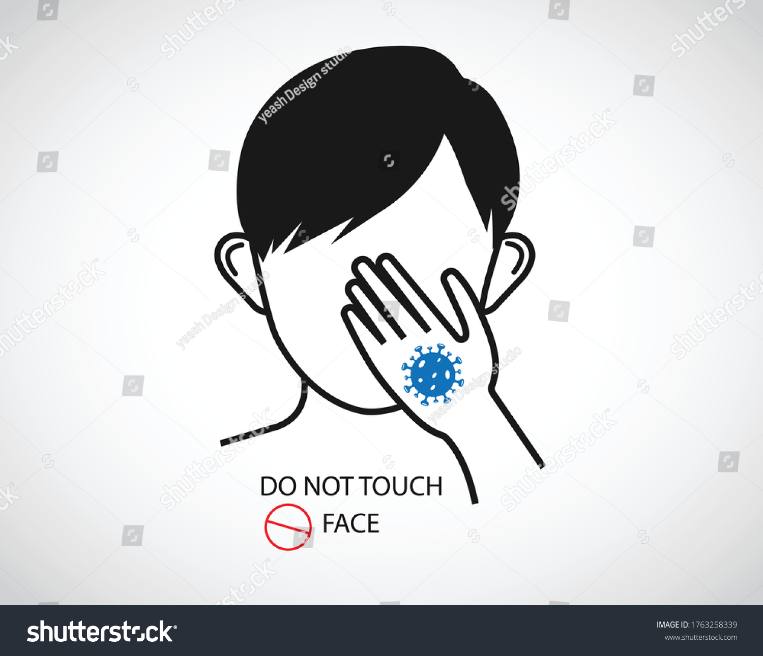 Do Not Touch Face Icon Vector Stock Vector (Royalty Free) 1763258339 ...