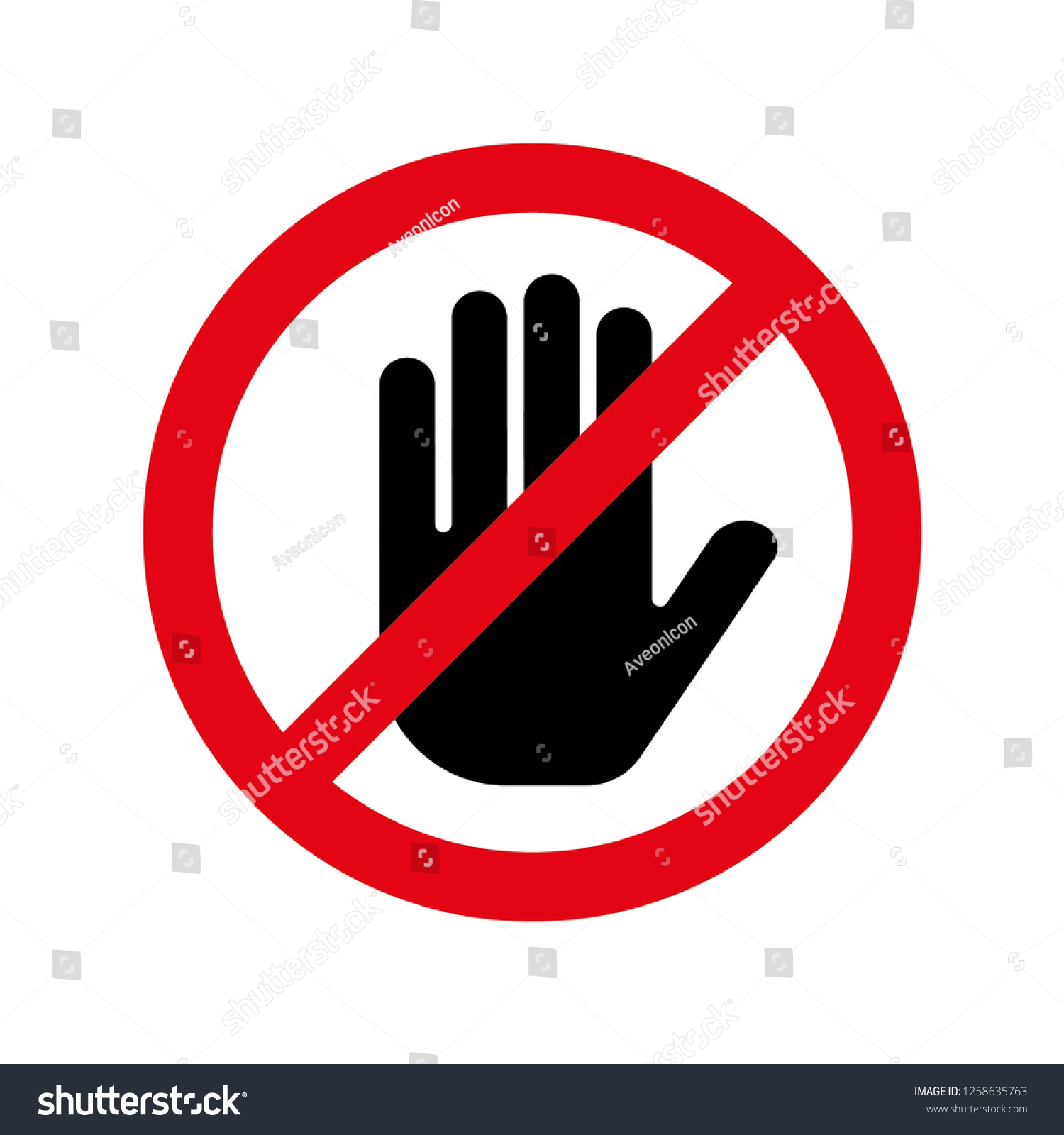 Do Not Touch Icon Vector On Stock Vector (Royalty Free) 1258635763