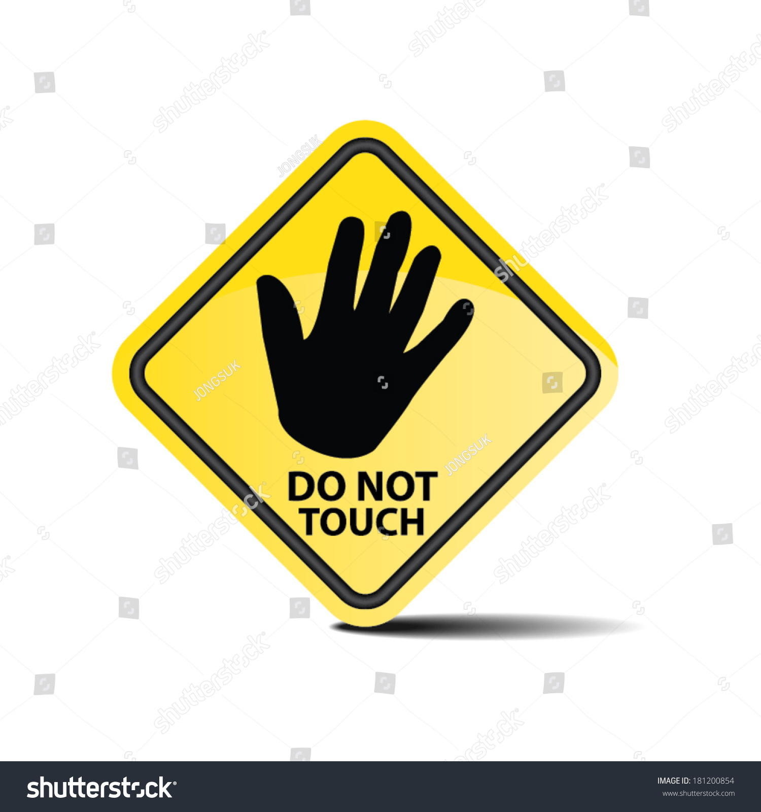 Do Not Touch Yellow Sign Vector: vector de stock (libre de regalías ...