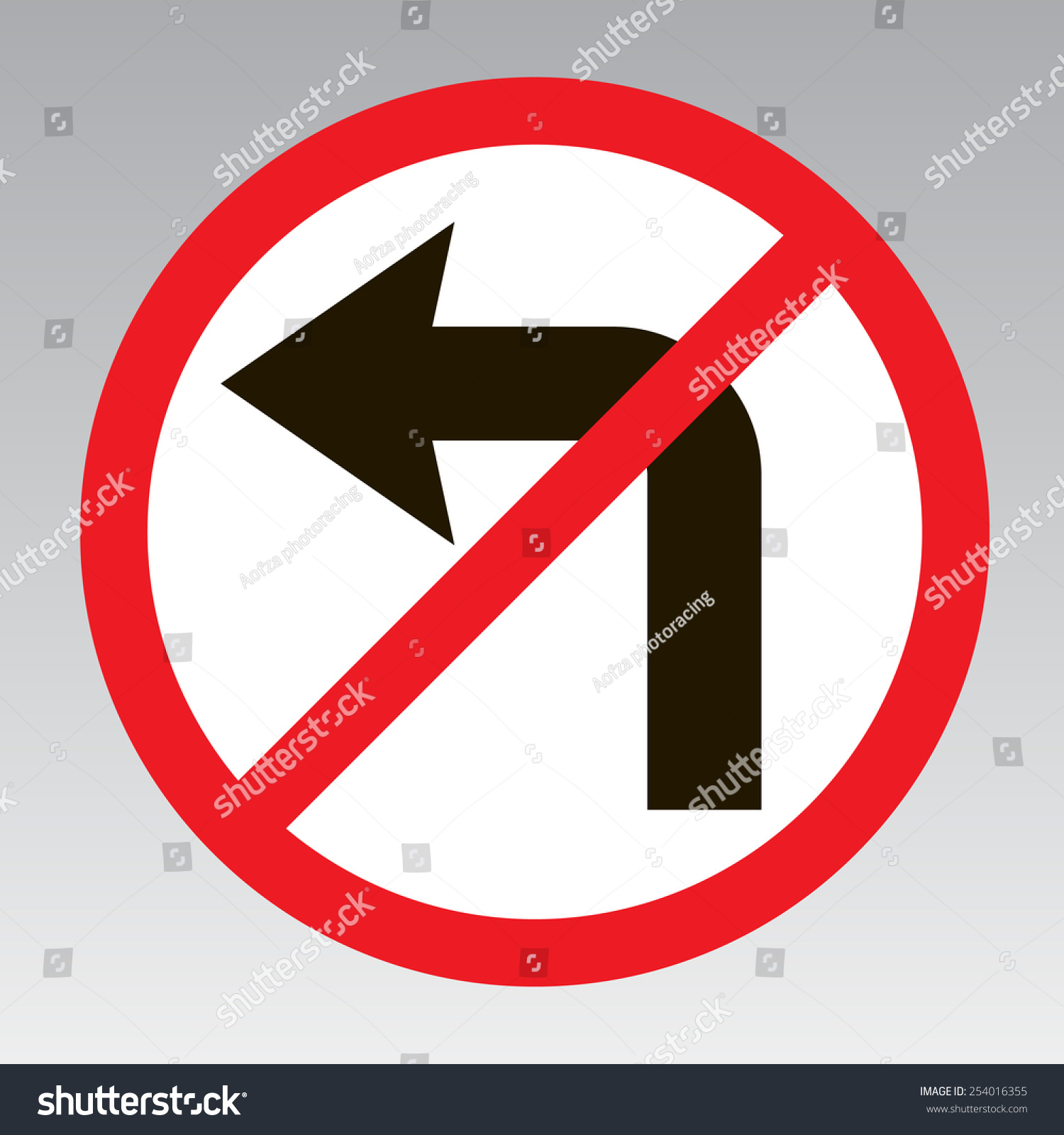 Do Not Turn Left Traffic Sign Stock Vector (Royalty Free) 254016355
