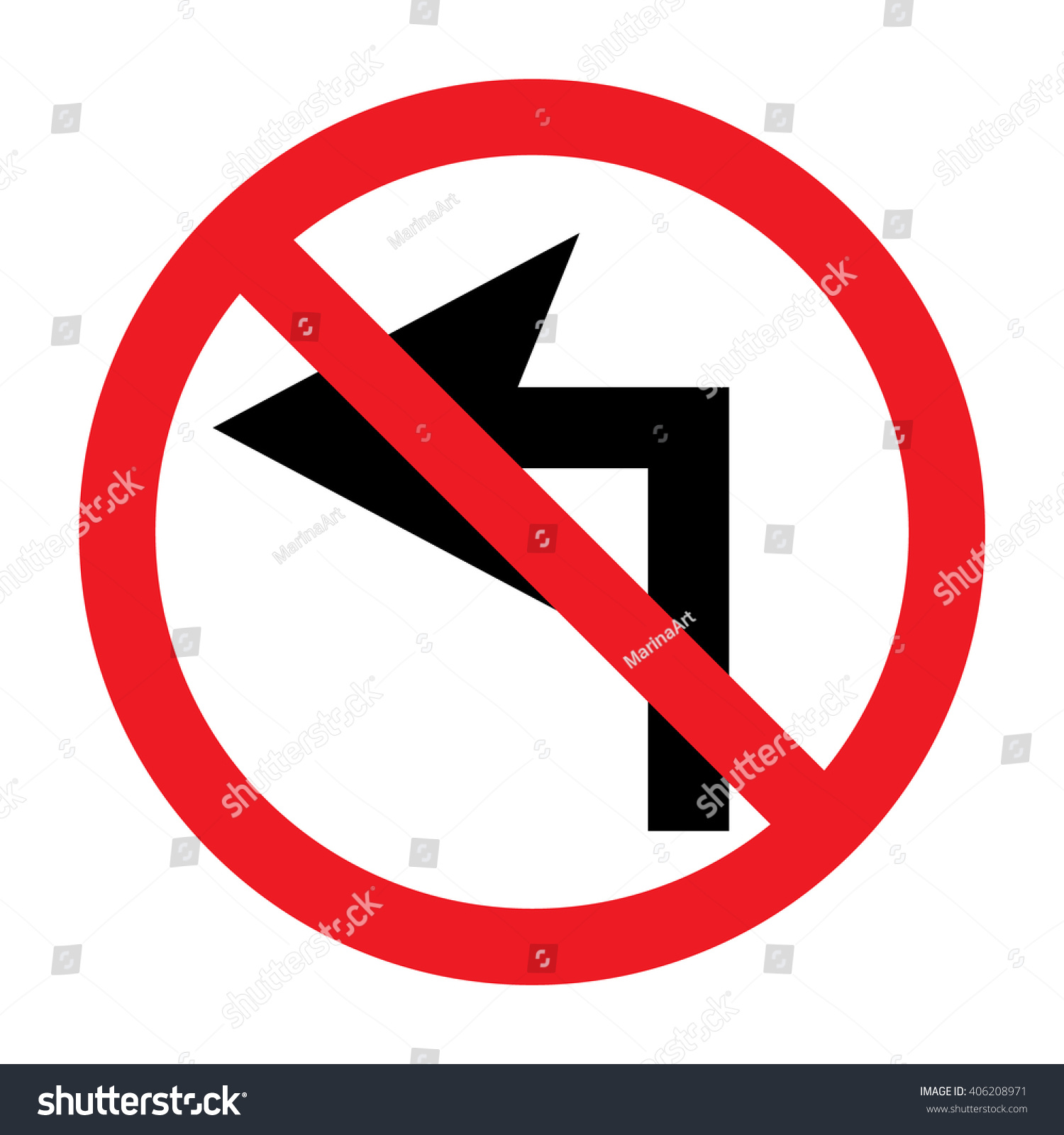 Do Not Turn Left Traffic Sign Stock Vector (Royalty Free) 406208971