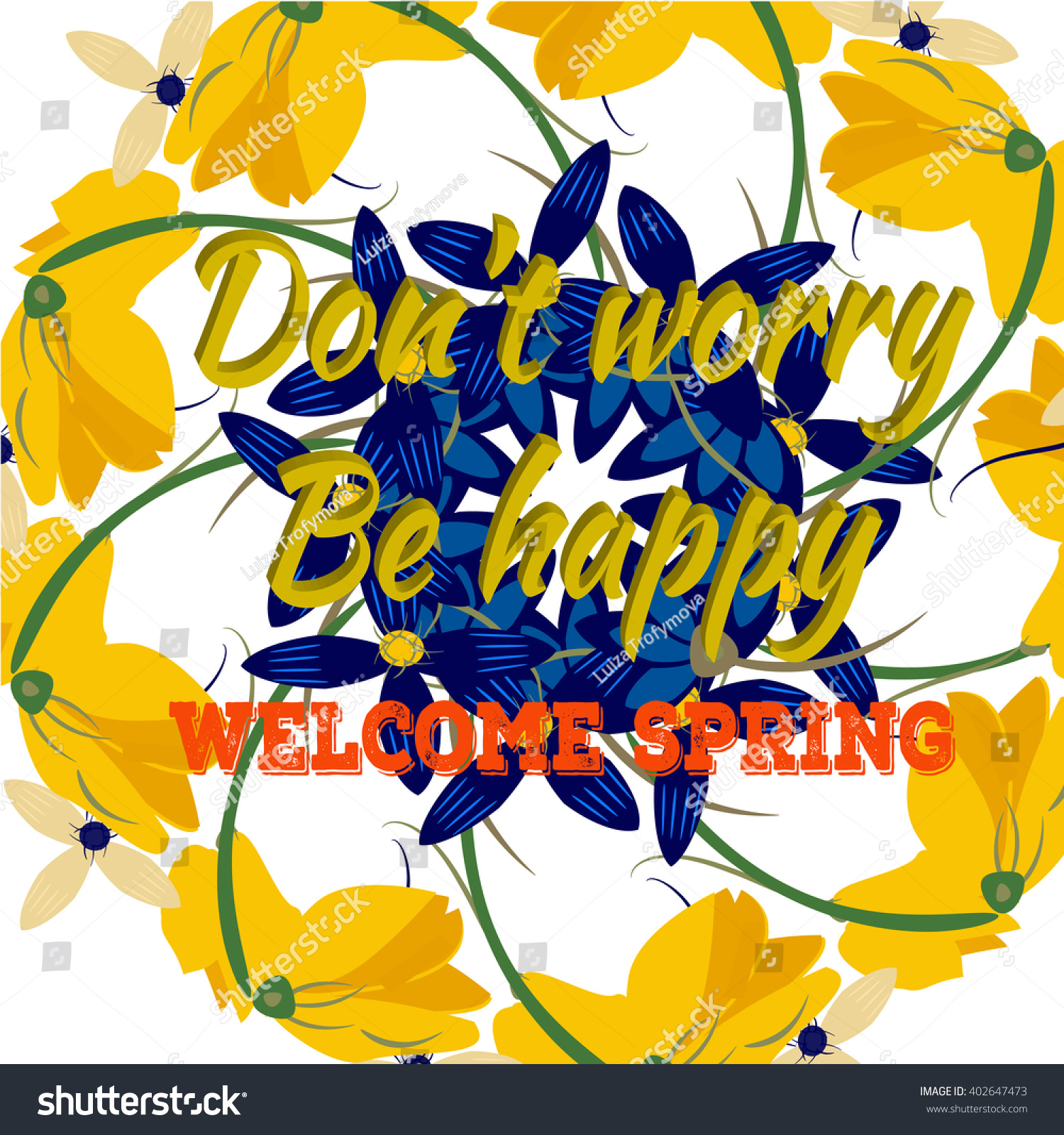 Do Not Worry Sign Flower Frame Stock Vector (Royalty Free) 402647473
