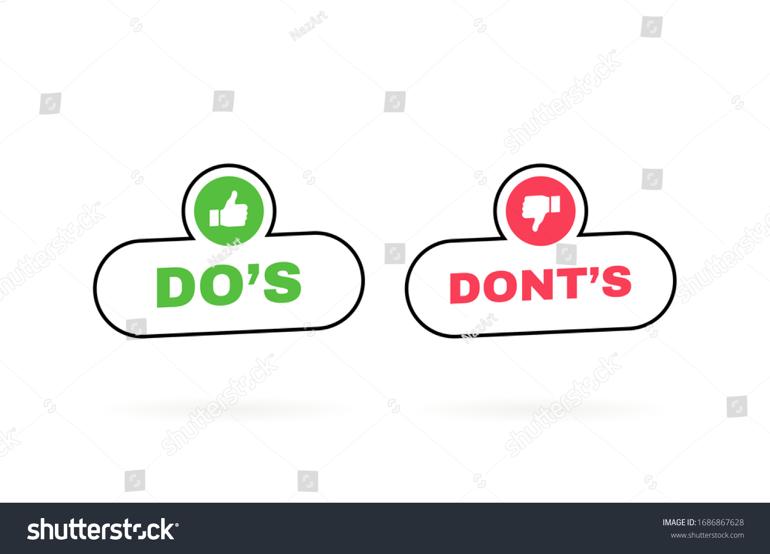 Dos Donts Button Label Modern Flat Stock Vector (Royalty Free) 1686867628