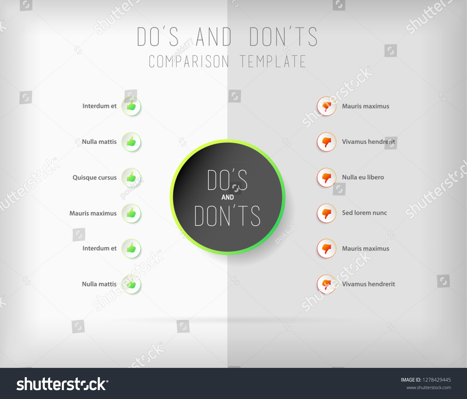 Dos Donts Comparison Vector Template Stock Vector (Royalty Free) 1278429445