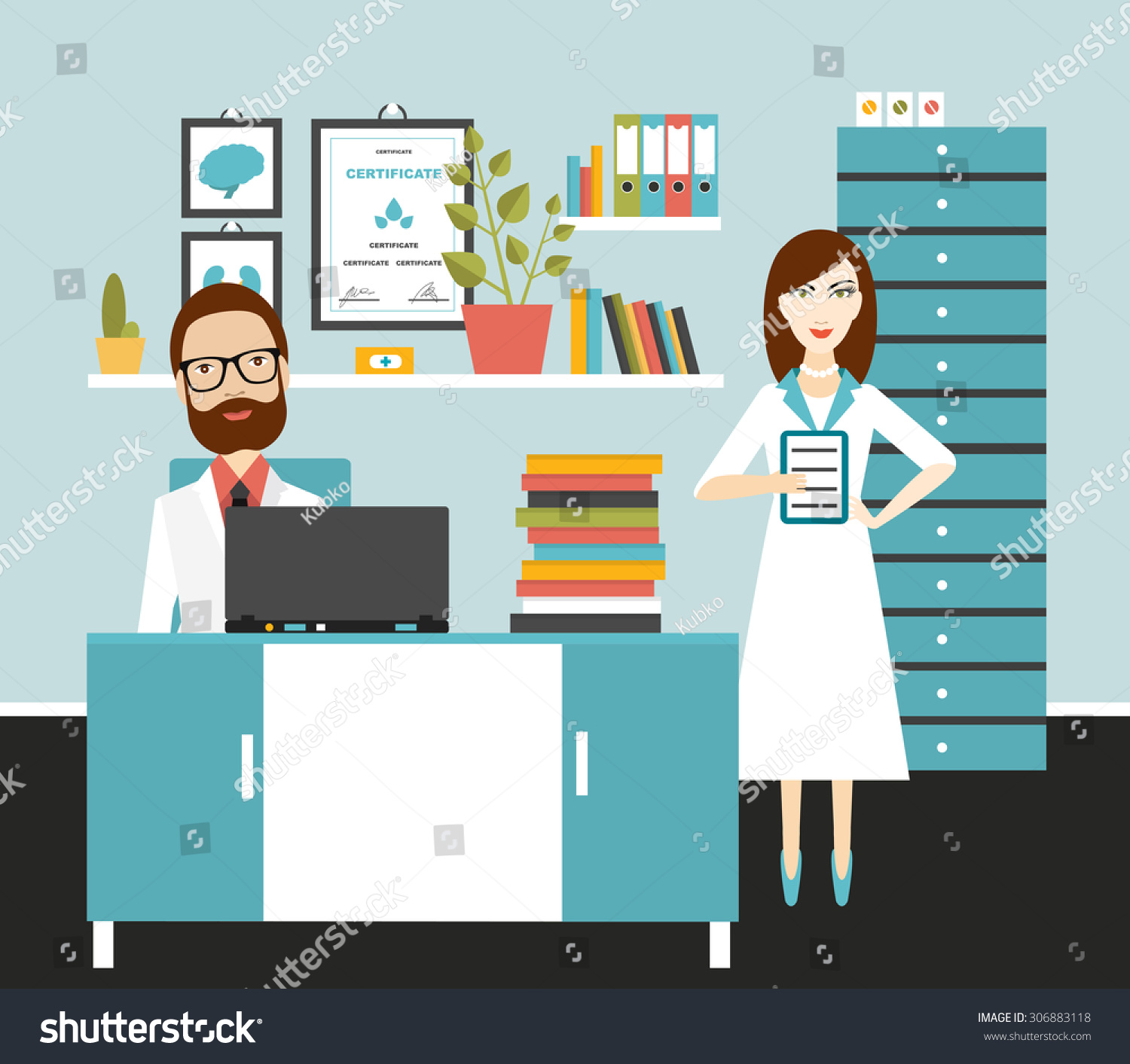 Doctor Nurse Office Workplace Flat Vector Stock Vector (Royalty Free ... Doctor Nurse Office Workplace Flat Vector Stock Vector (Royalty Free ...