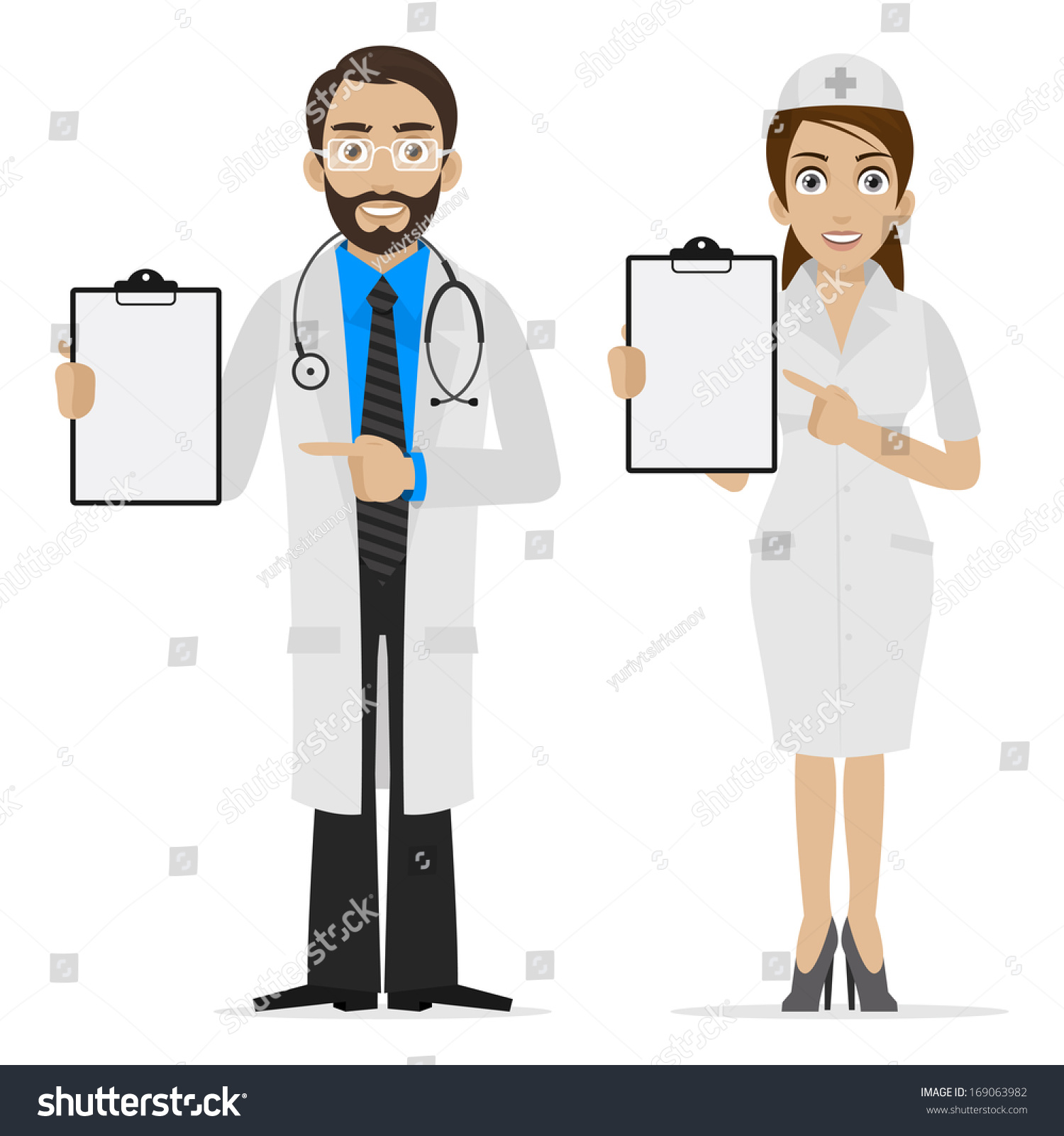 Doctor Nurse Specifies On Form Stock Vector (Royalty Free) 169063982 Doctor Nurse Specifies On Form Stock Vector (Royalty Free) 169063982