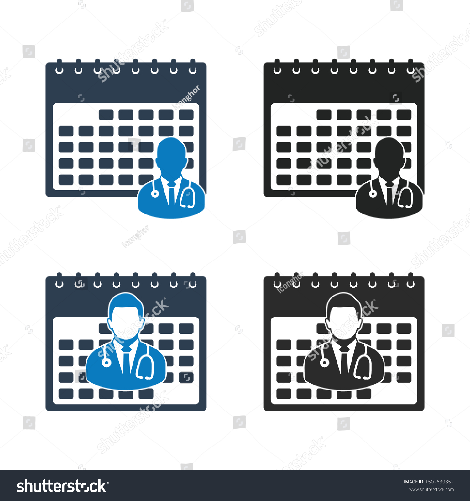 Doctor Appointment Icon Set Flat Style Stock Vector (Royalty Free ...
