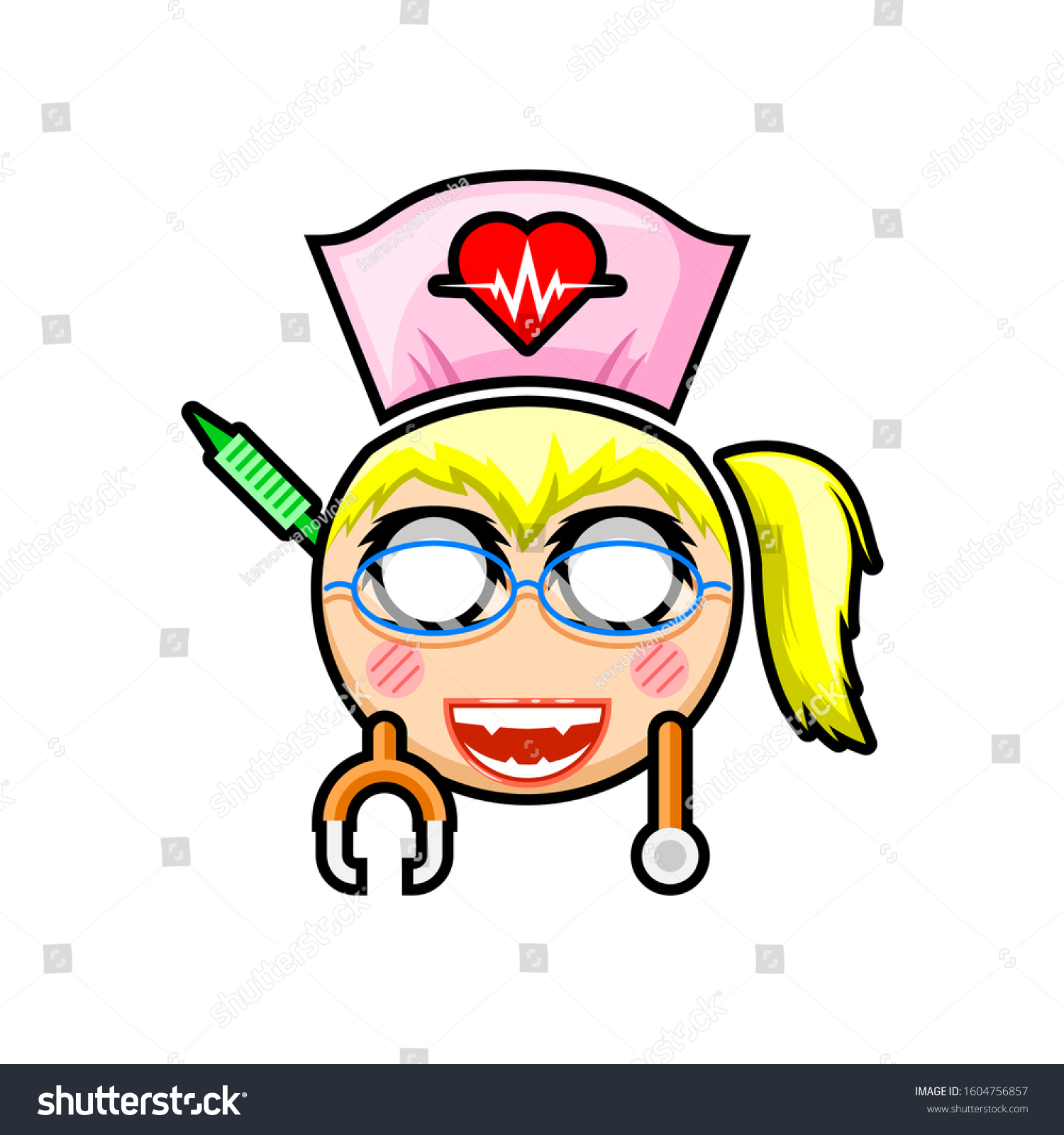 Doctor Logo Flat Face Medic Vector Stock Vector (Royalty Free ...