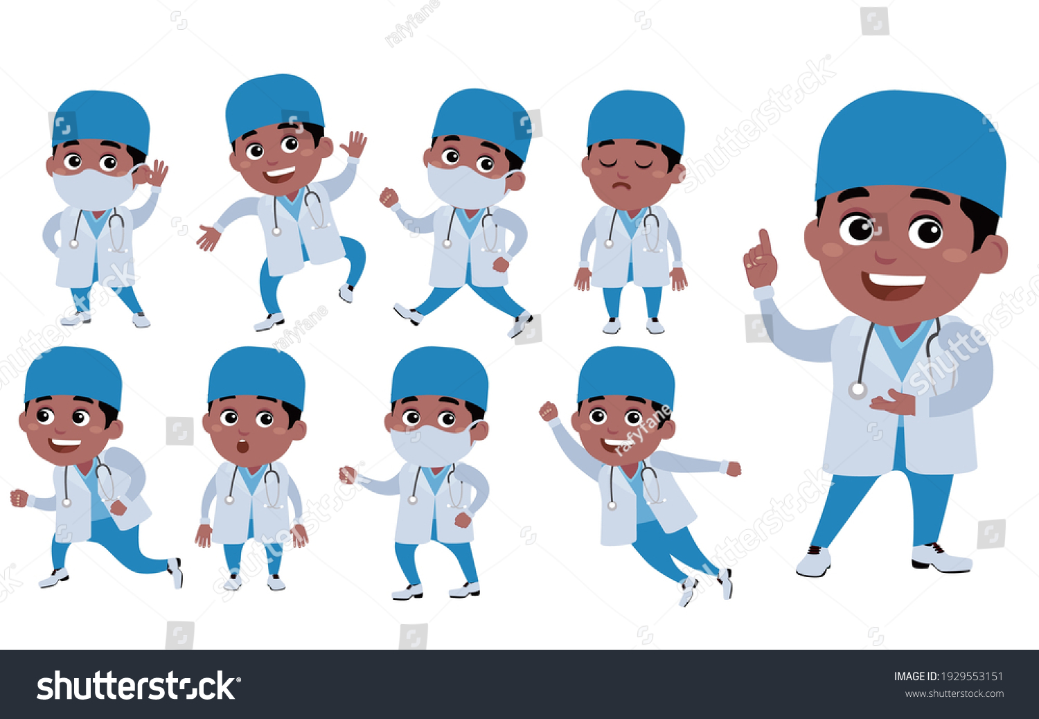Doctor Different Poses Vector Stock Vector (Royalty Free) 1929553151 ...