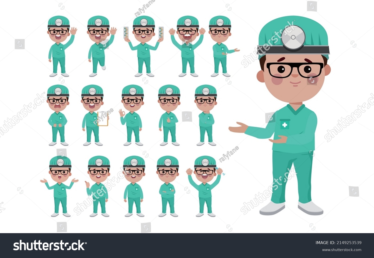 Doctor Different Poses Vector Stock Vector (Royalty Free) 2149253539 ...