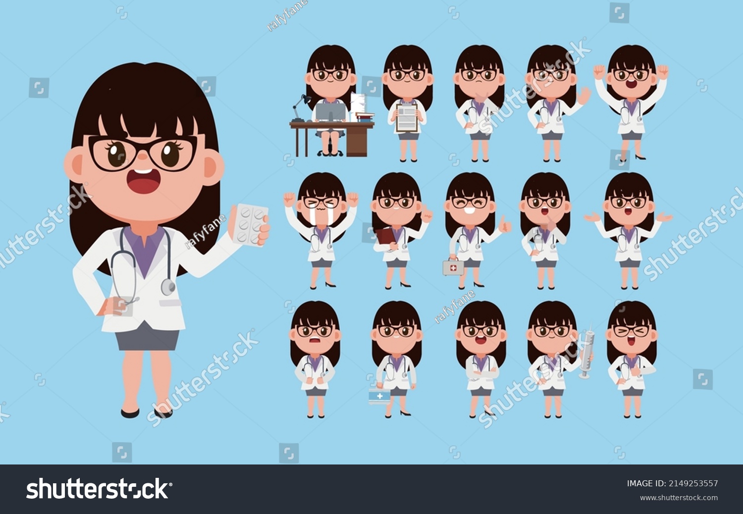 Doctor Different Poses Vector Stock Vector (Royalty Free) 2149253557 ...