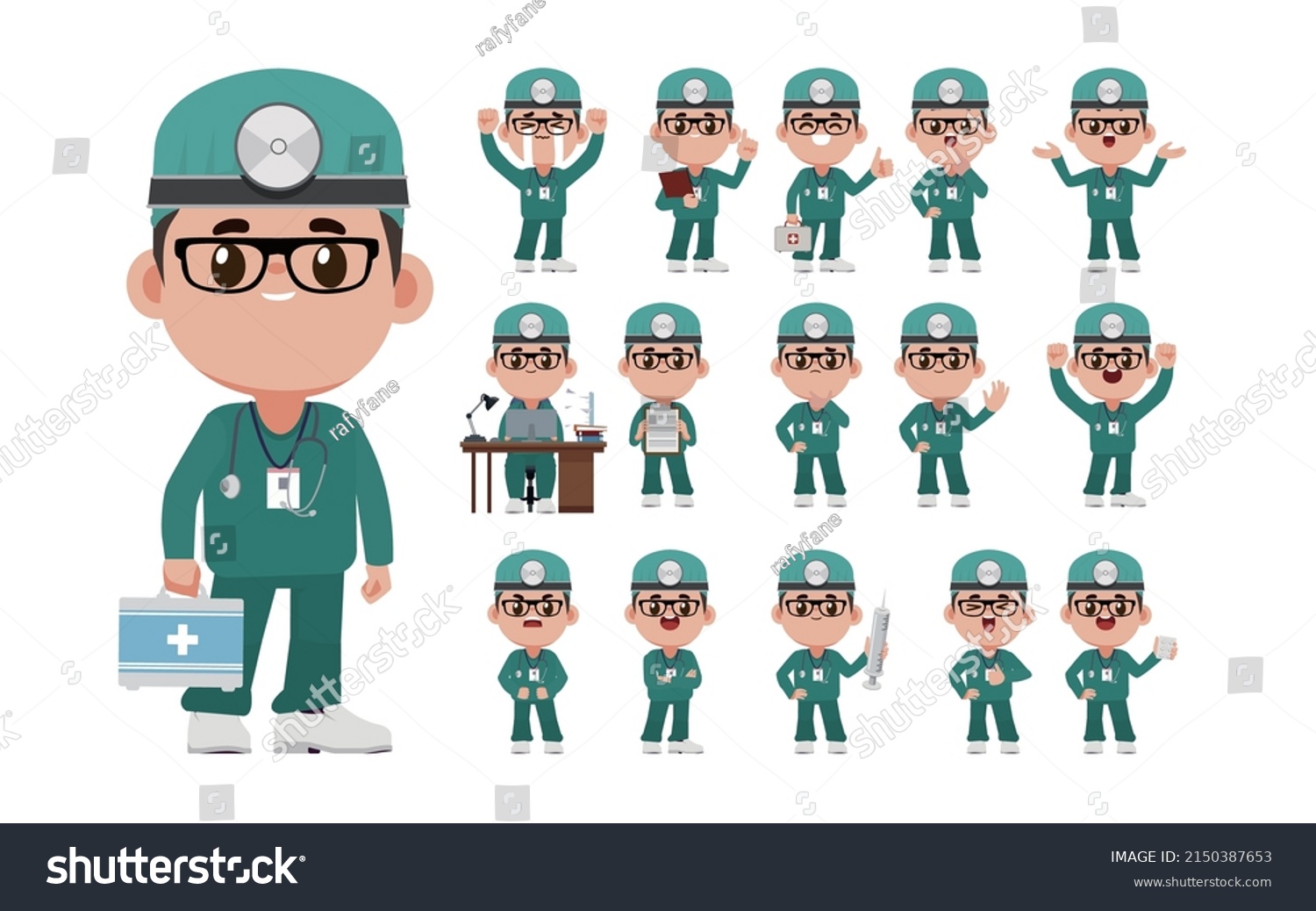 Doctor Different Poses Vector Stock Vector (Royalty Free) 2150387653 ...