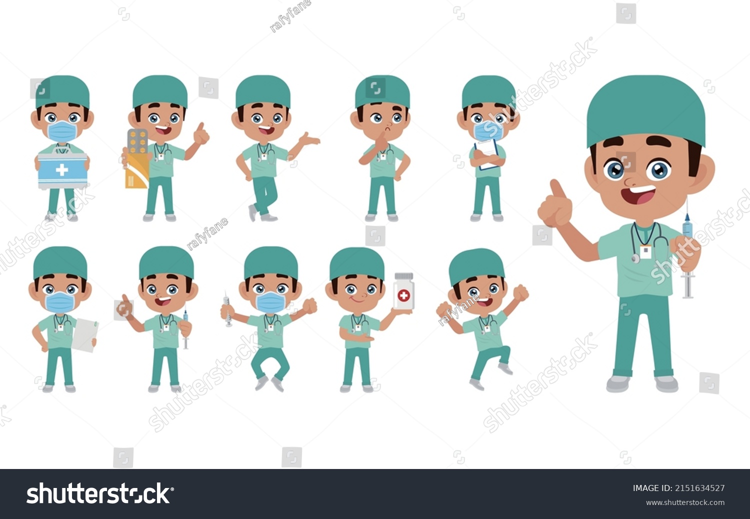 Doctor Different Poses Vector Stock Vector (Royalty Free) 2151634527 ...