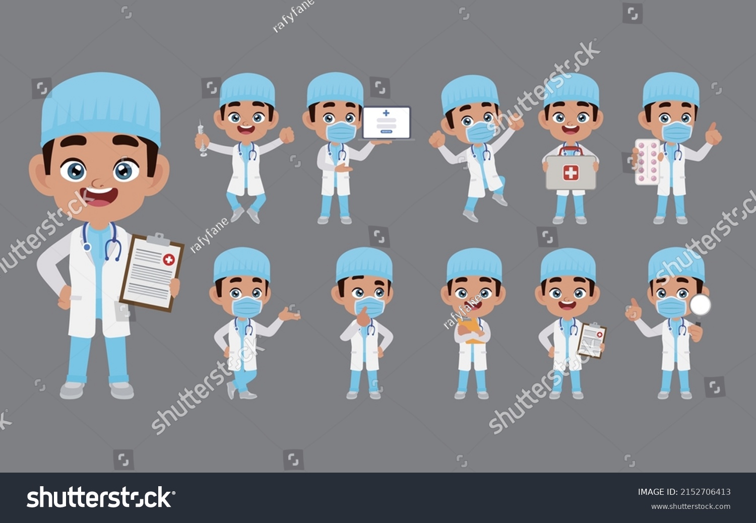 Doctor Different Poses Vector Stock Vector (Royalty Free) 2152706413 ...