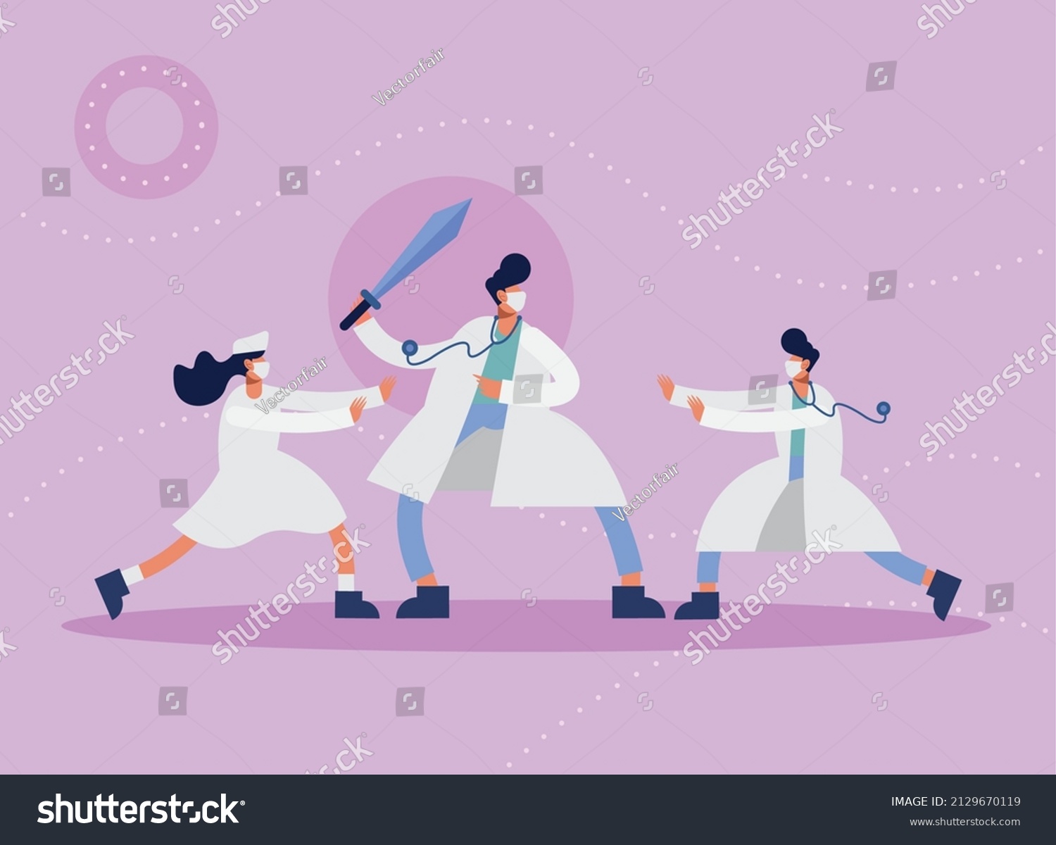 Doctors Nurse Fighting Characters Stock Vector (Royalty Free ...