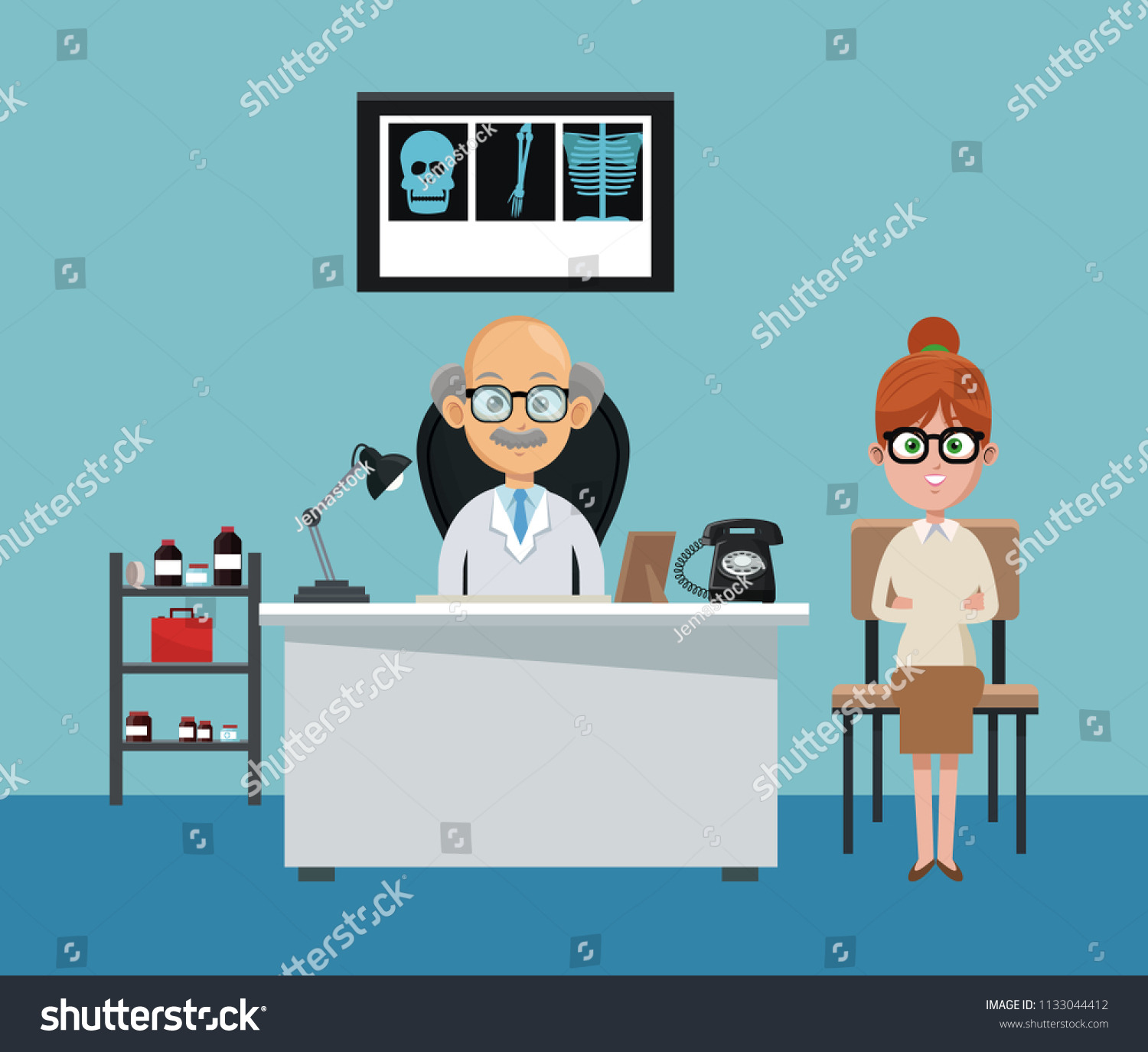 Doctors Office Cartoon: เวกเตอร์สต็อก (ปลอดค่าลิขสิทธิ์) 1133044412 ...