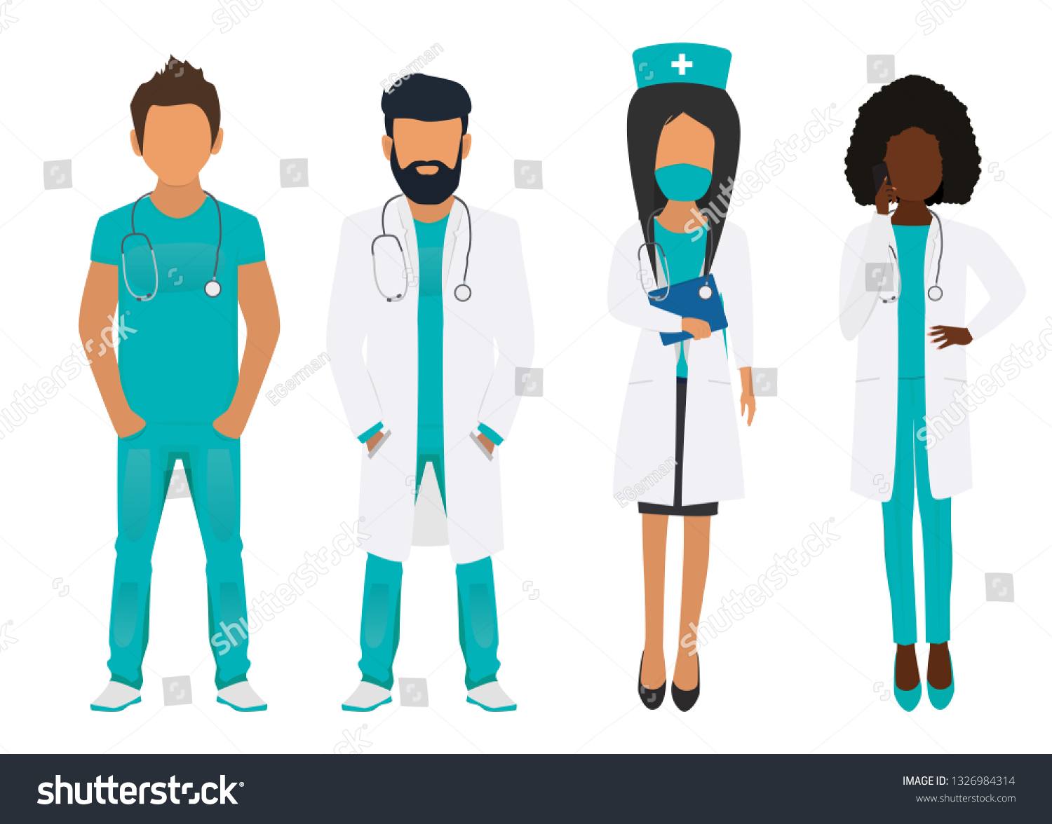 Doctors Team Vector Illustration Flat Style Stock Vector (Royalty Free ...