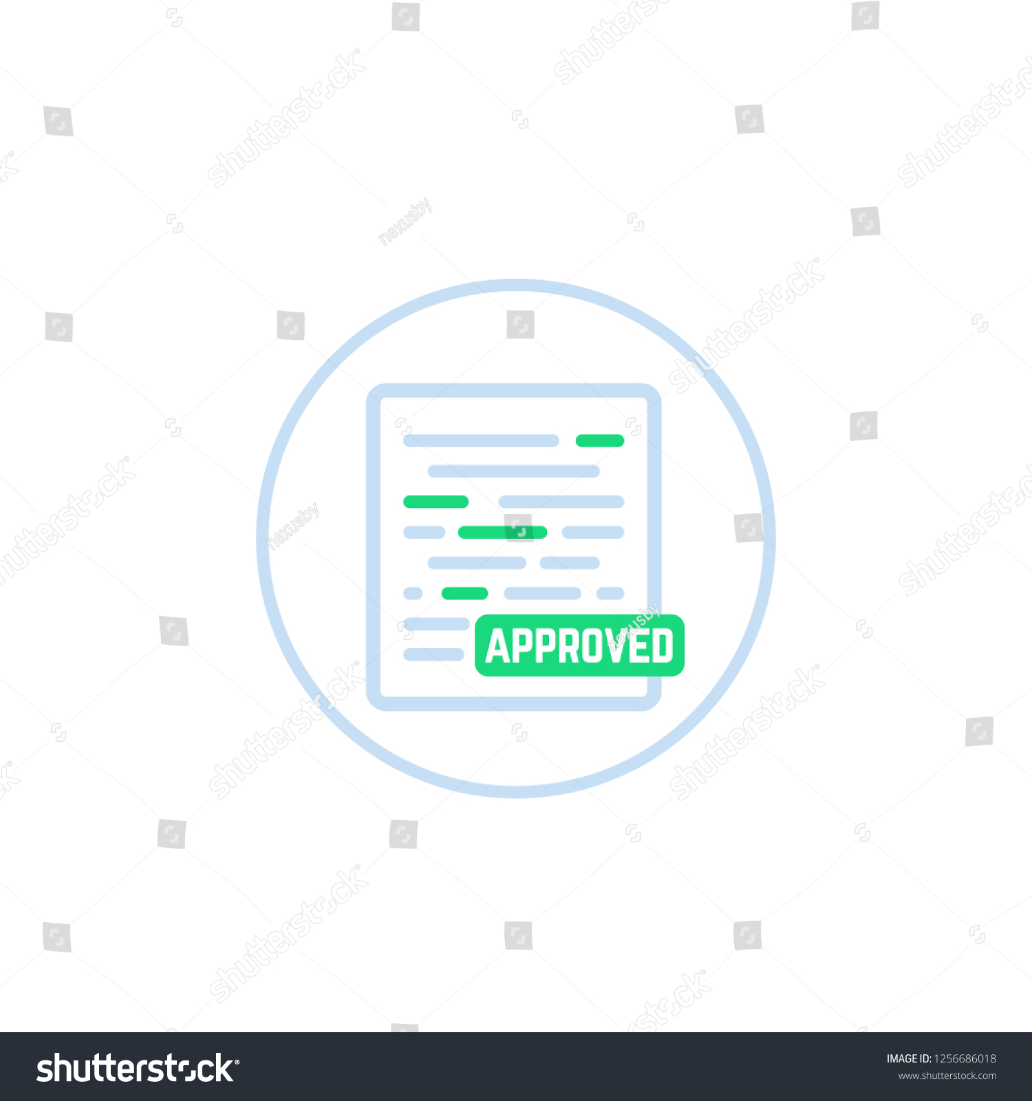 Document Approved Icon Stock Vector (Royalty Free) 1256686018