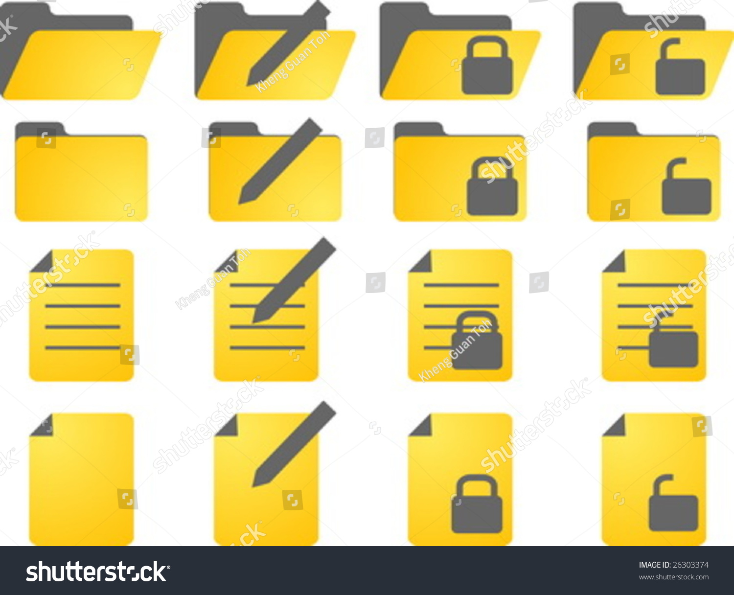 Document Folder Icon Set Different Statuses Stock Vector (Royalty Free ...