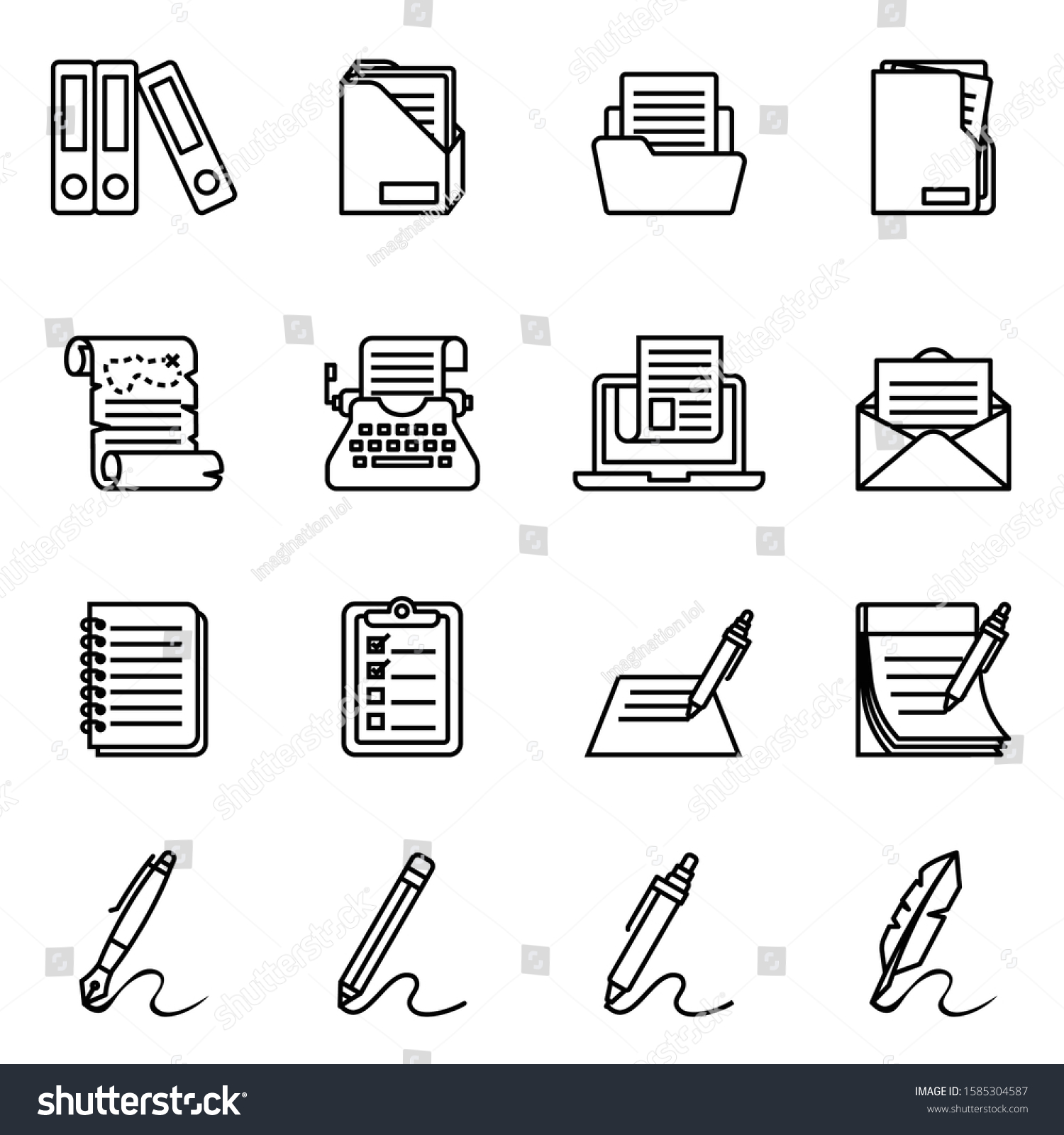 Document Paper Folder Icon Set White: เวกเตอร์สต็อก (ปลอดค่าลิขสิทธิ์ ...