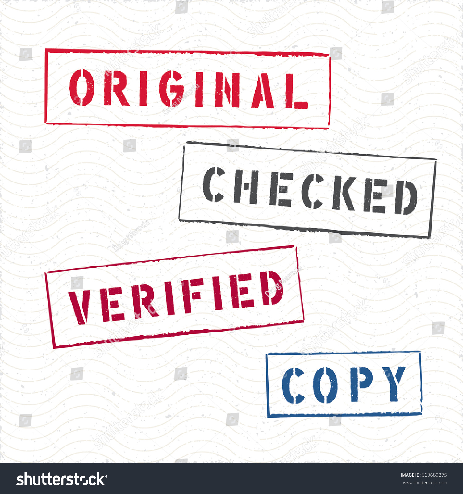 Document Rectangle Stamps Checked Copy Original Stock Vector (Royalty ...