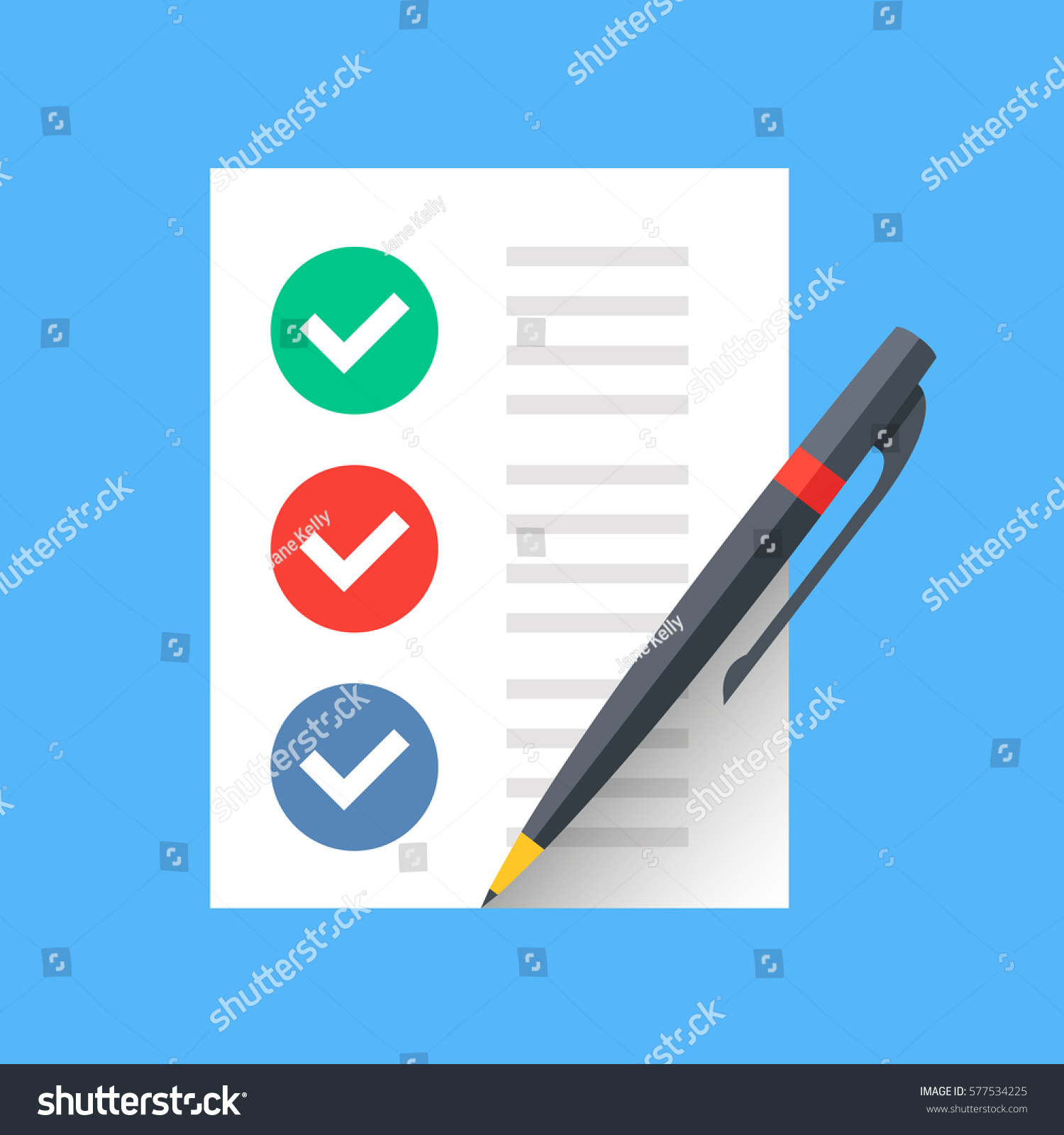 Document Checkmarks Pen Checklist Survey Completed Stock Vector ... Document Checkmarks Pen Checklist Survey Completed Stock Vector ...