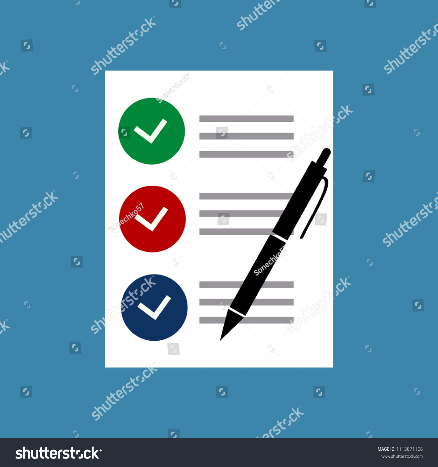 Document Checkmarks Pen Checklist Surveymodern Flat Stock Vector ... Document Checkmarks Pen Checklist Surveymodern Flat Stock Vector ...