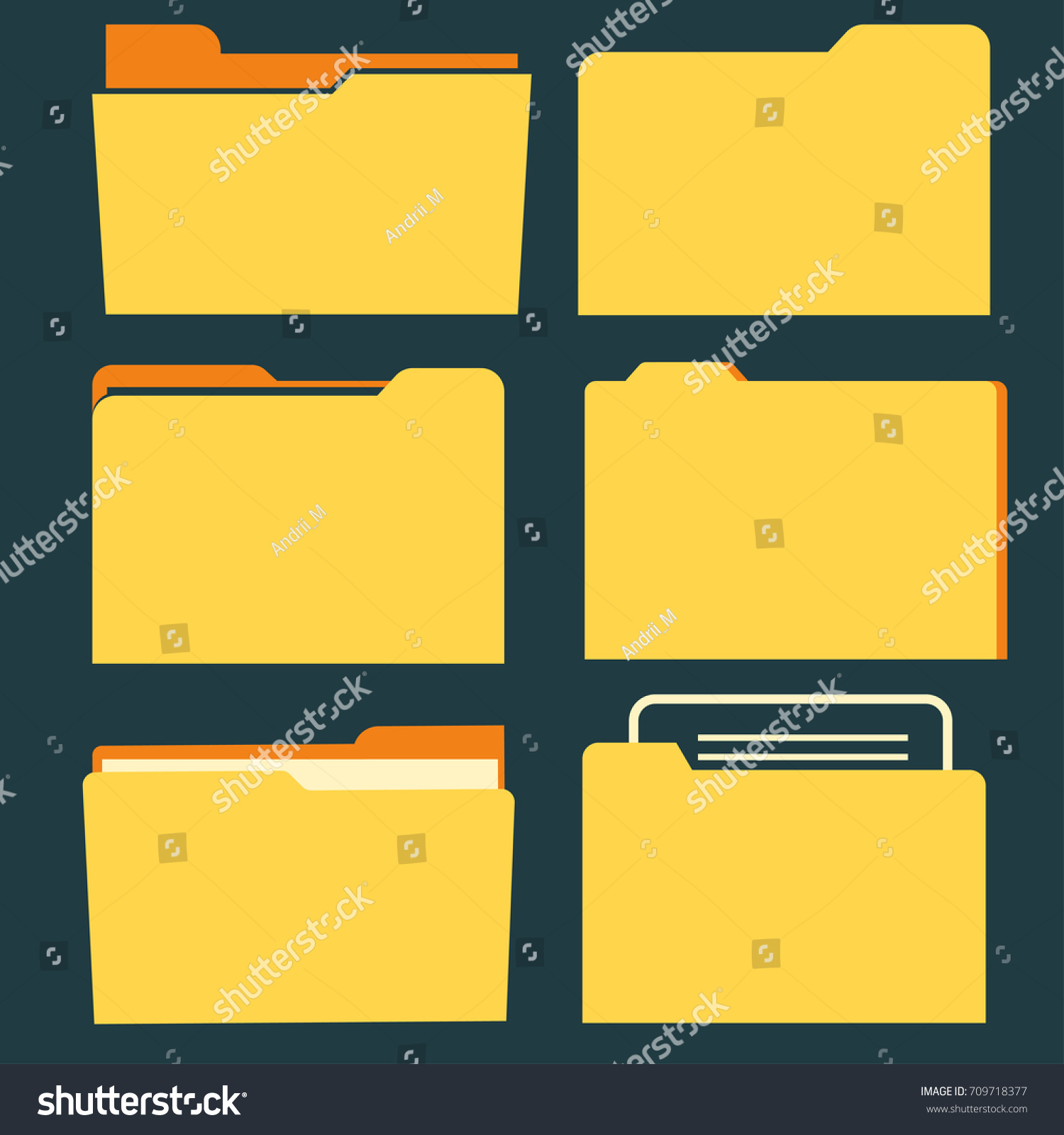 Vektor Stok Documents Folder Icon Set Business Document (Tanpa Royalti ...