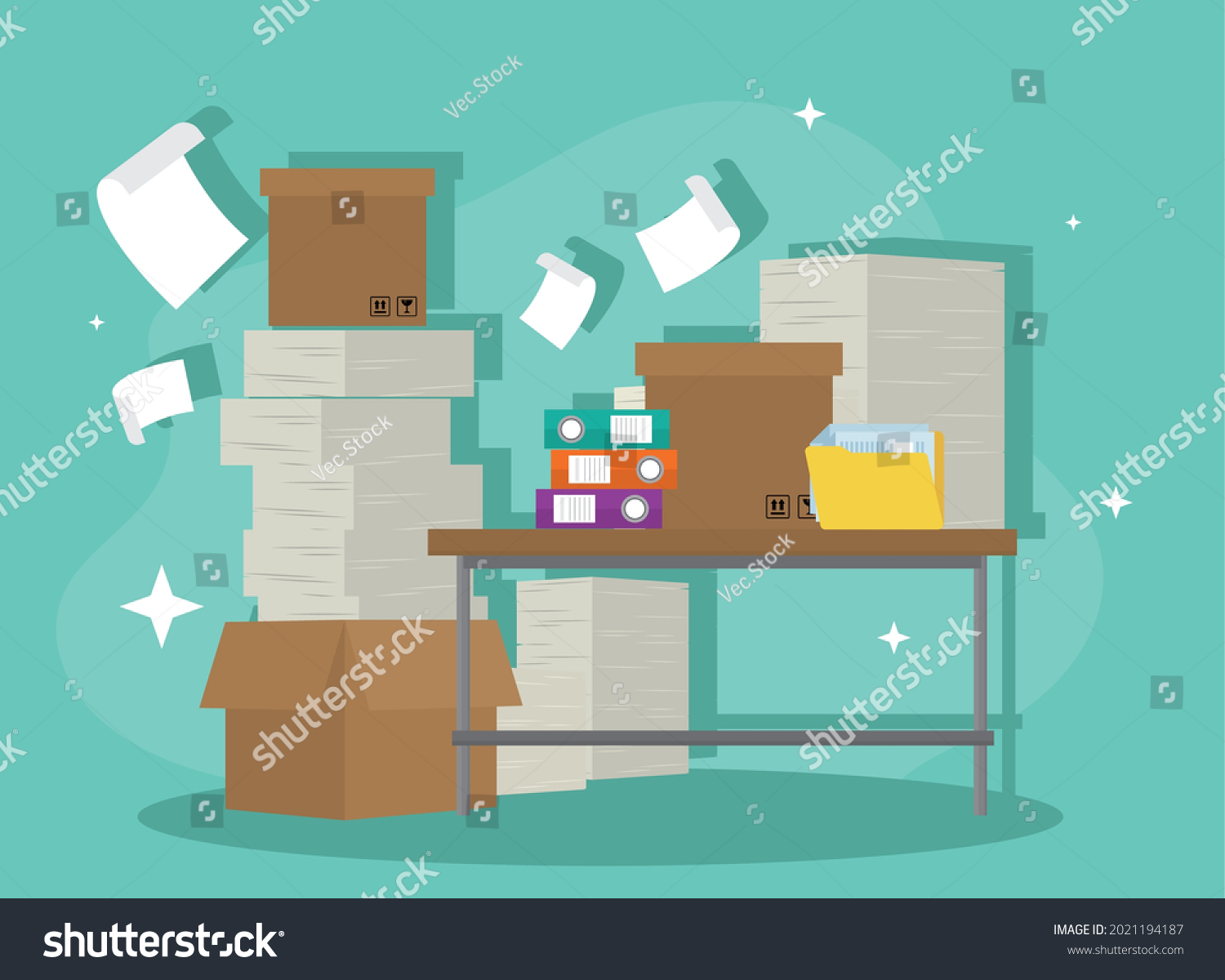 Documents Box Over Desk Paperwork Stock Vector (Royalty Free ...