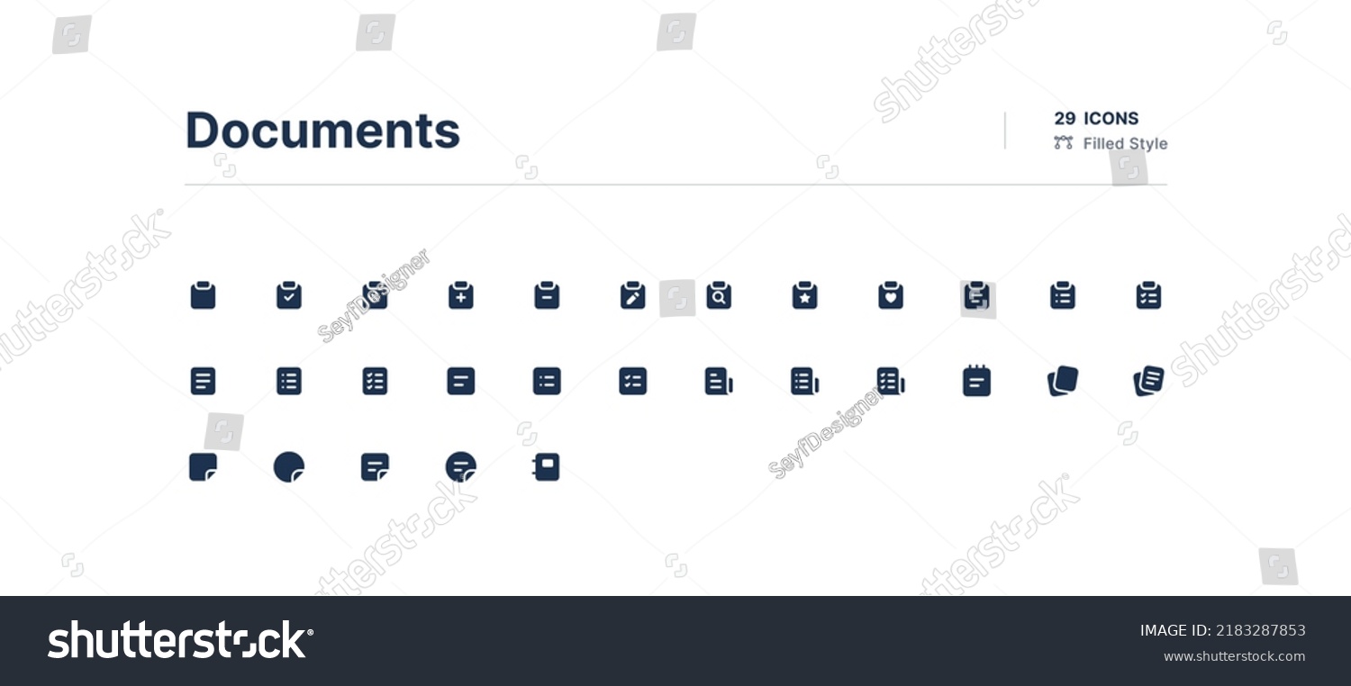 Documents Ui Icons Pack Filled Style Stock Vector (Royalty Free ...