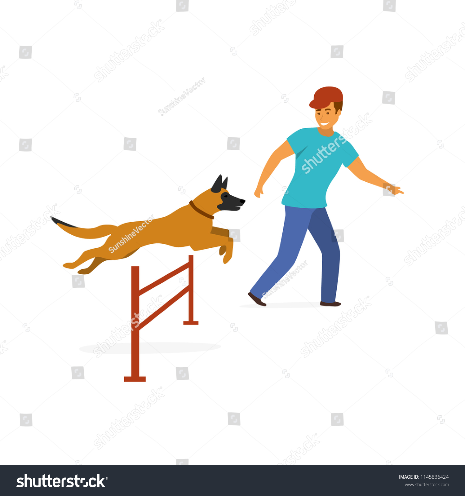 Dog Agility Training Exercise Isolated Vector Stock Vector (Royalty ...