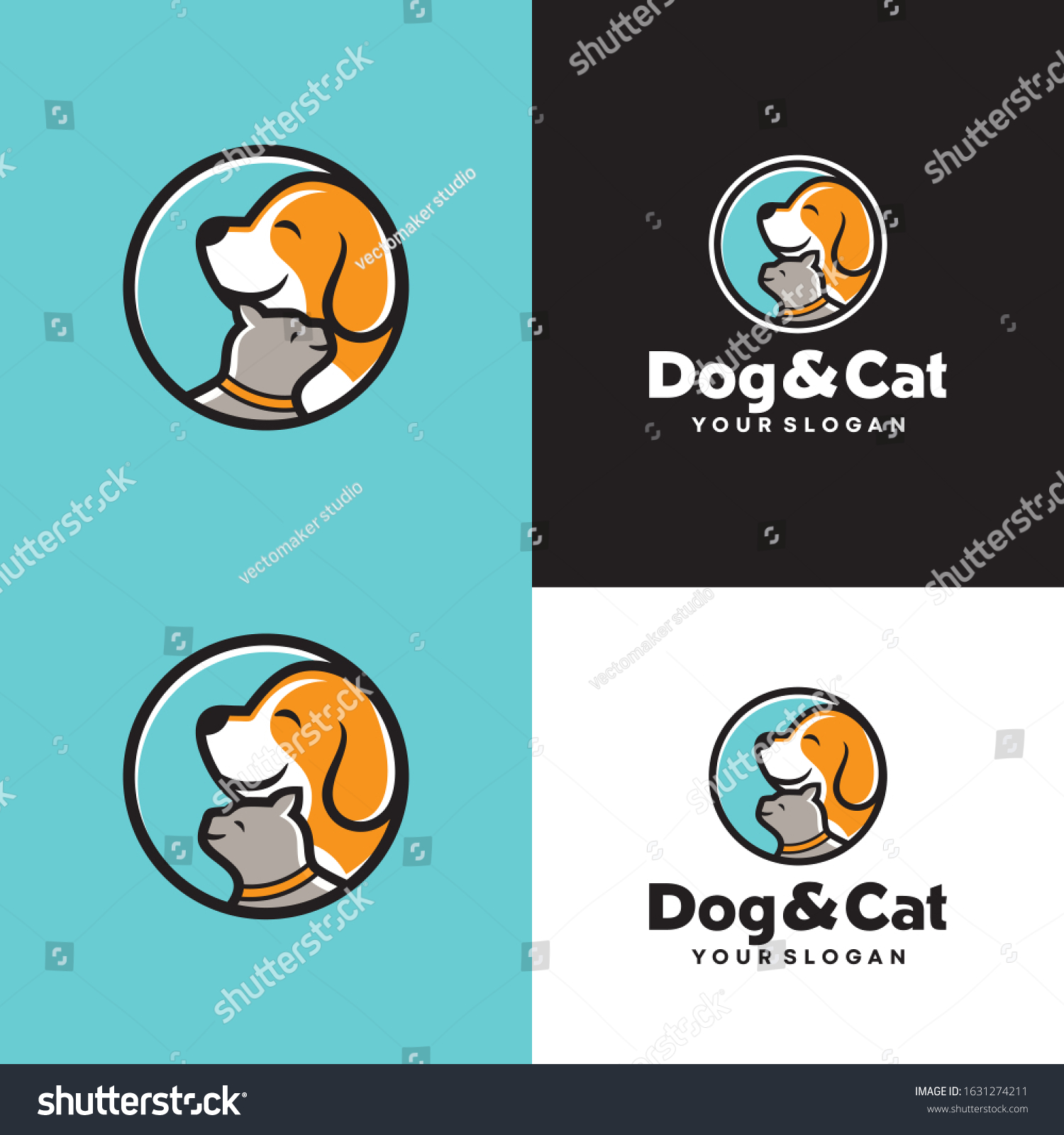 Dog Cat Logo Design Vector Template Stock Vector (Royalty Free) 1631274211