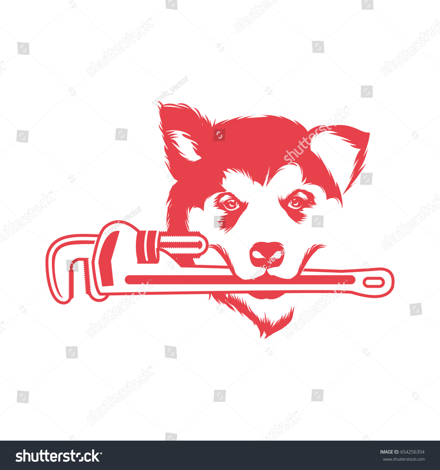 Dog Wrenches Icon Logo Vector Stock Vector (Royalty Free) 654256354
