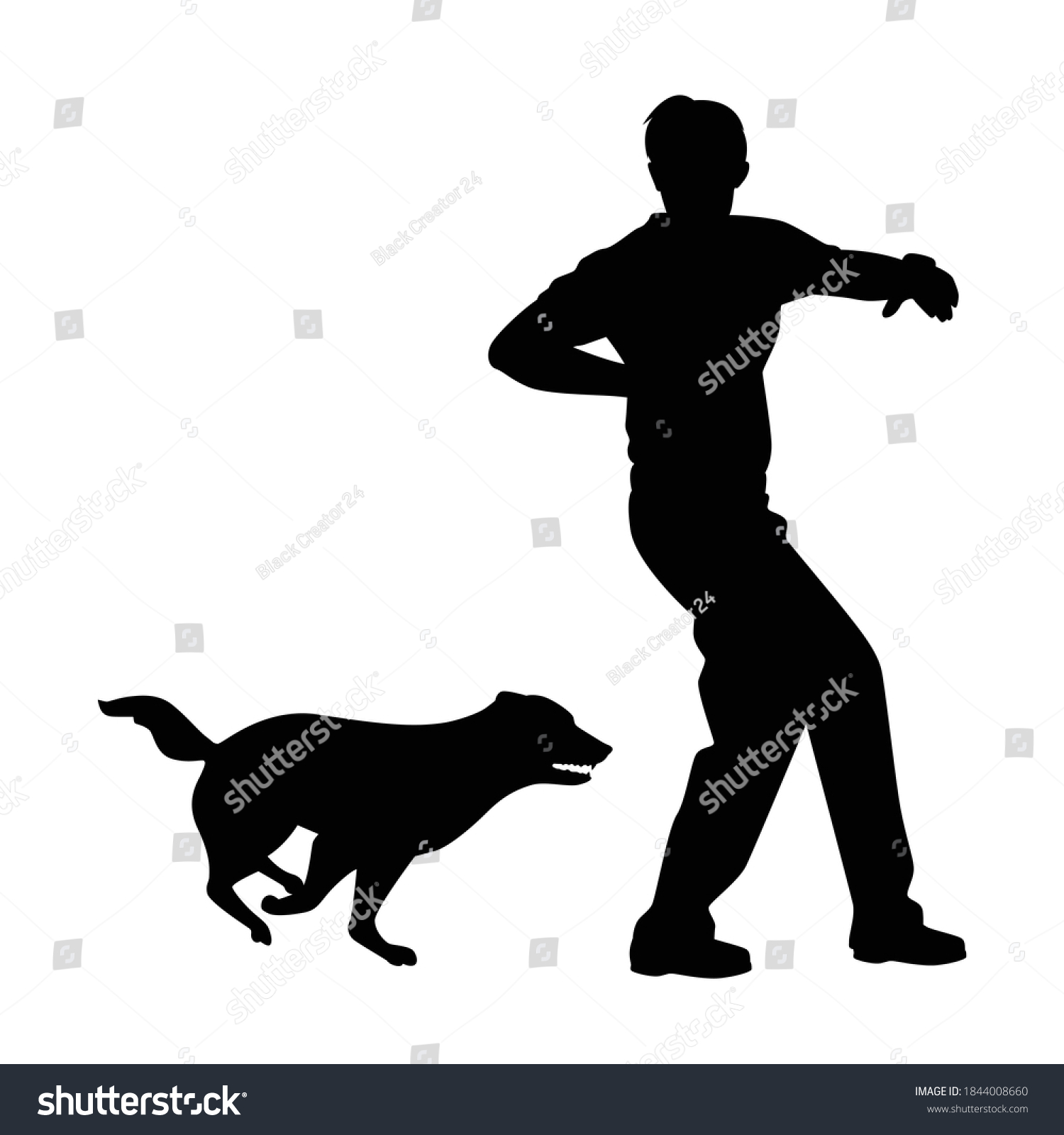 Dog Bite Man Silhouette Vector On: เวกเตอร์สต็อก (ปลอดค่าลิขสิทธิ์ ...